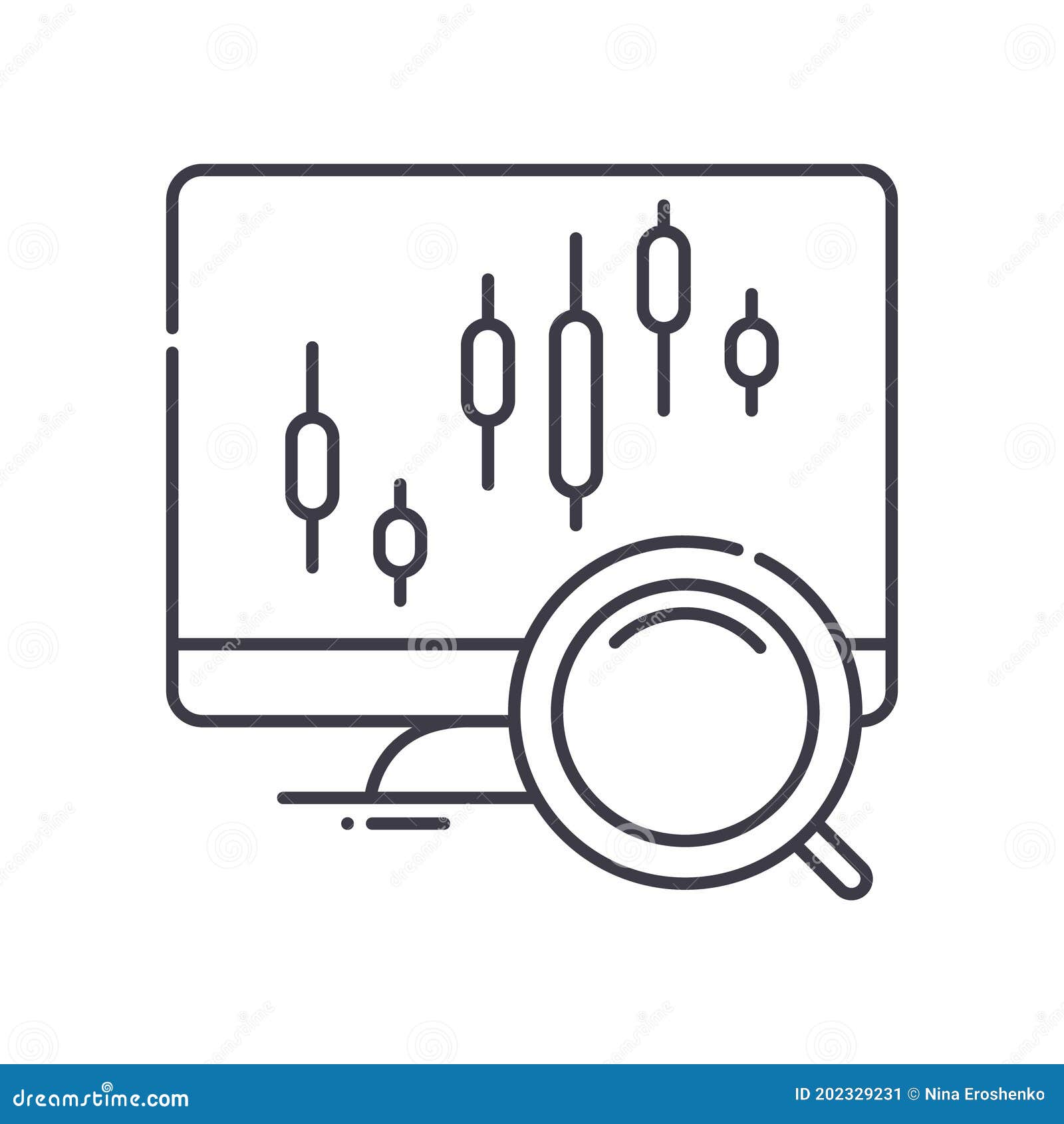 Trading Technical Analysis Icon, Linear Isolated Illustration, Thin ...