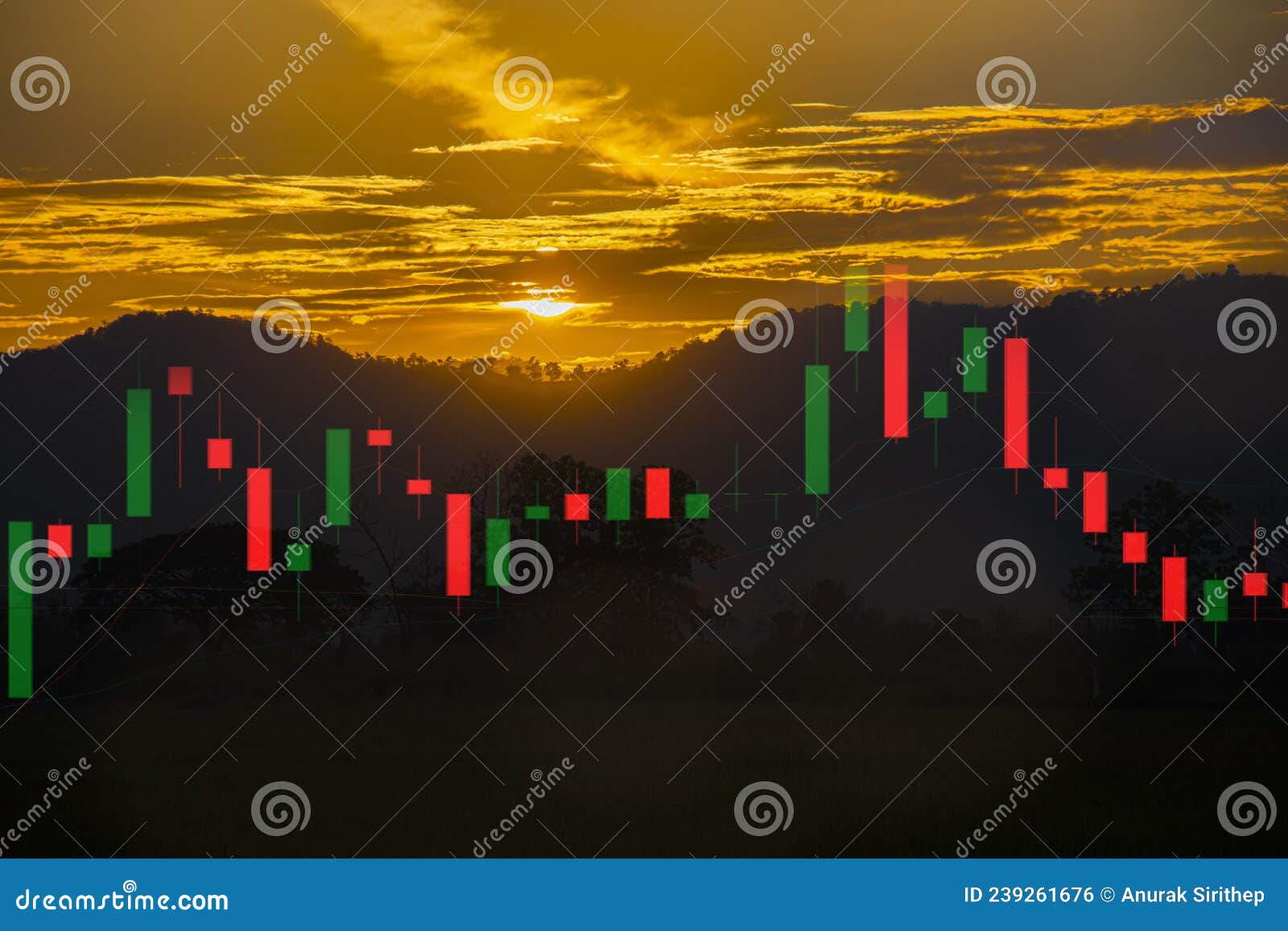 Technical Price Graph And Indicator, Red And Green Candlestick Chart On ...