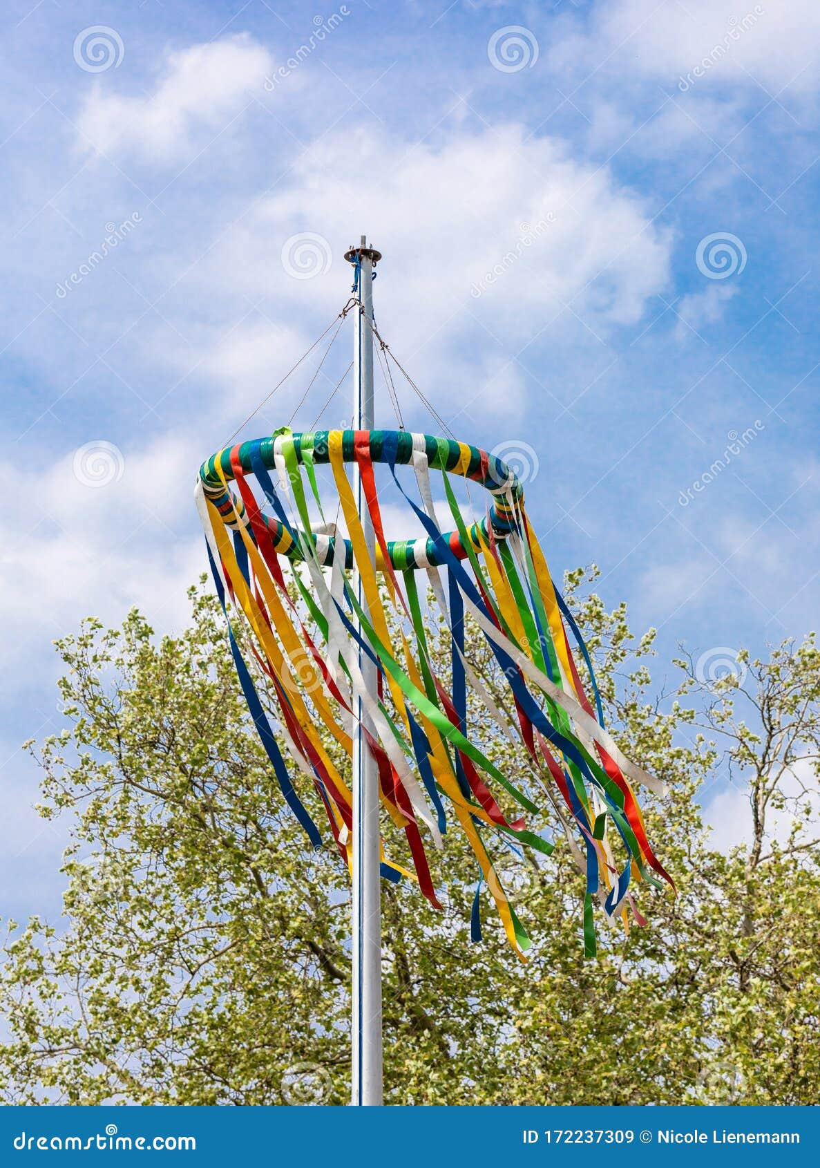 Tradiotional Maypole with Blue Sky Stock Image - Image of blue ...