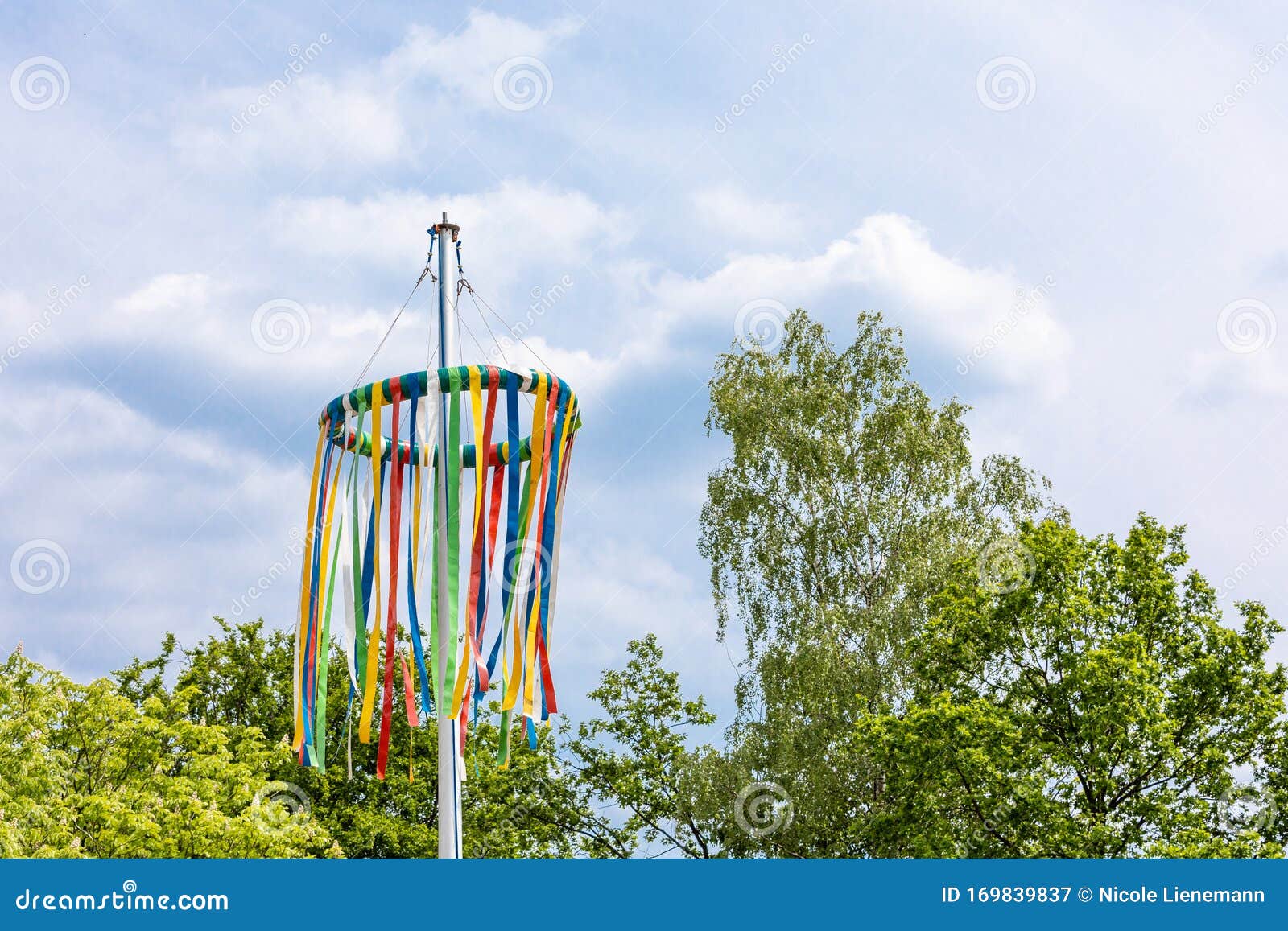 Tradiotional Maypole with Blue Sky Stock Image - Image of german ...