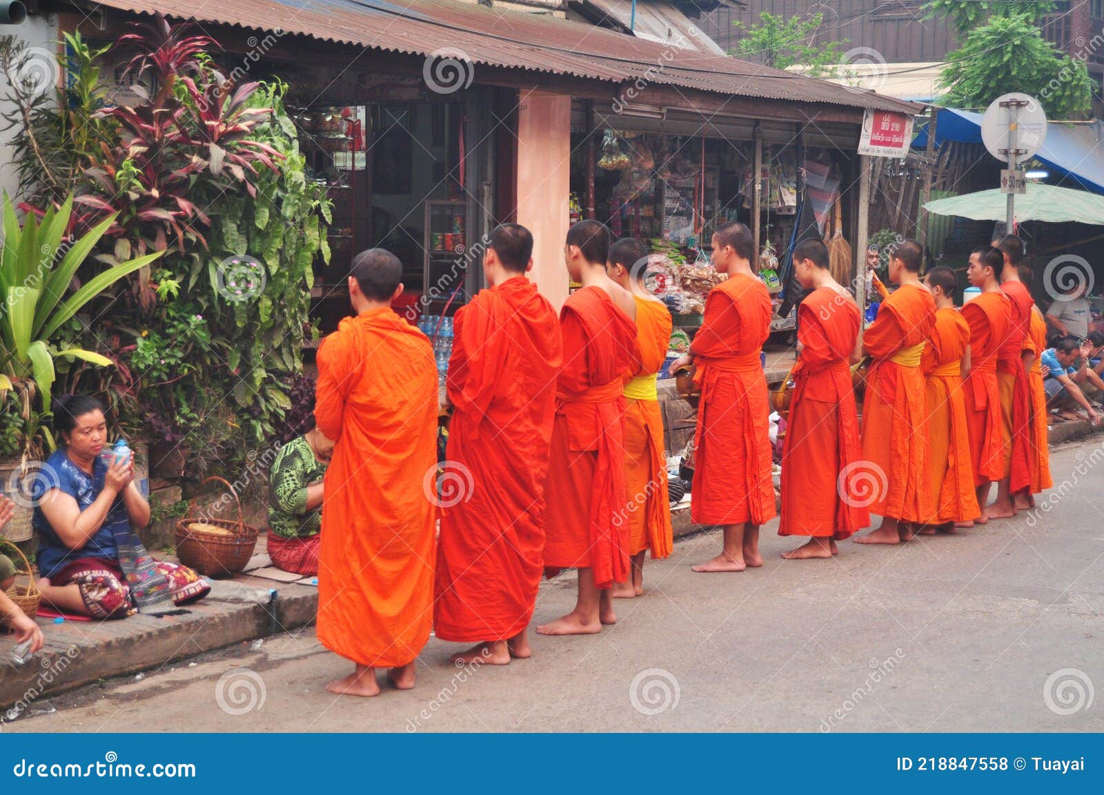 Tradition Of Almsgiving Burmese Nuns Women Group Procession Walk On