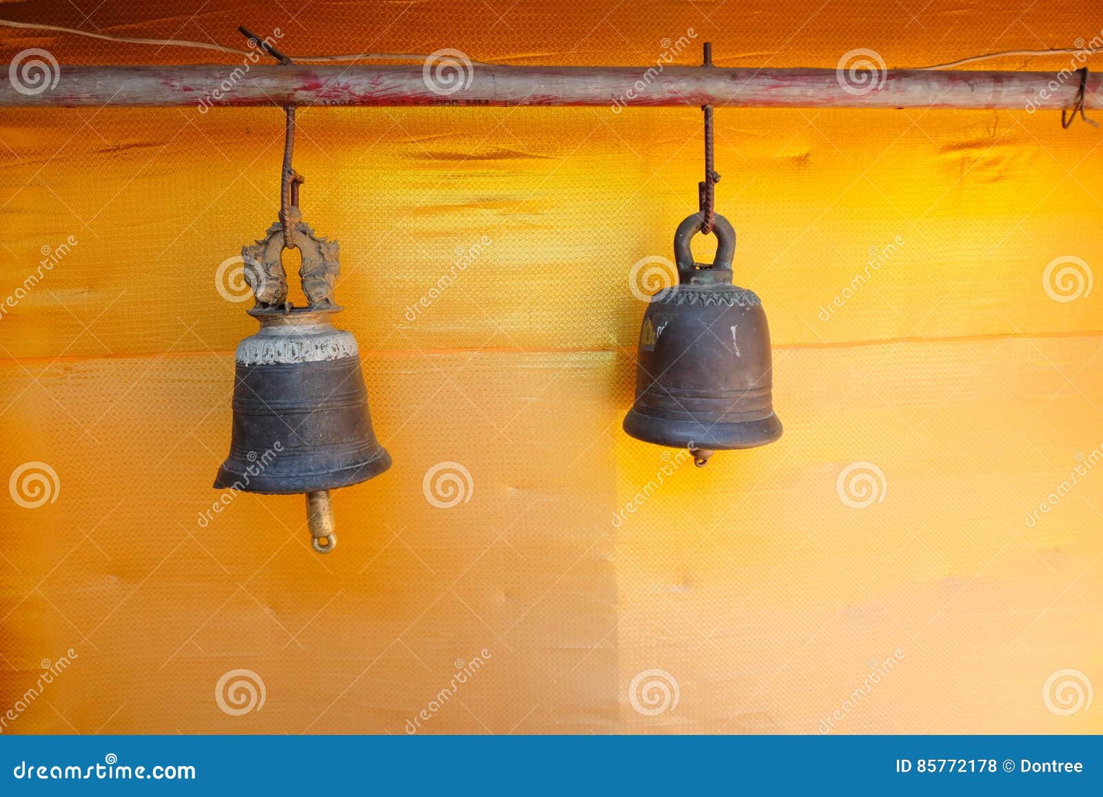 Tradition Asian Bells in Buddhism Temple Stock Photo - Image of thai ...