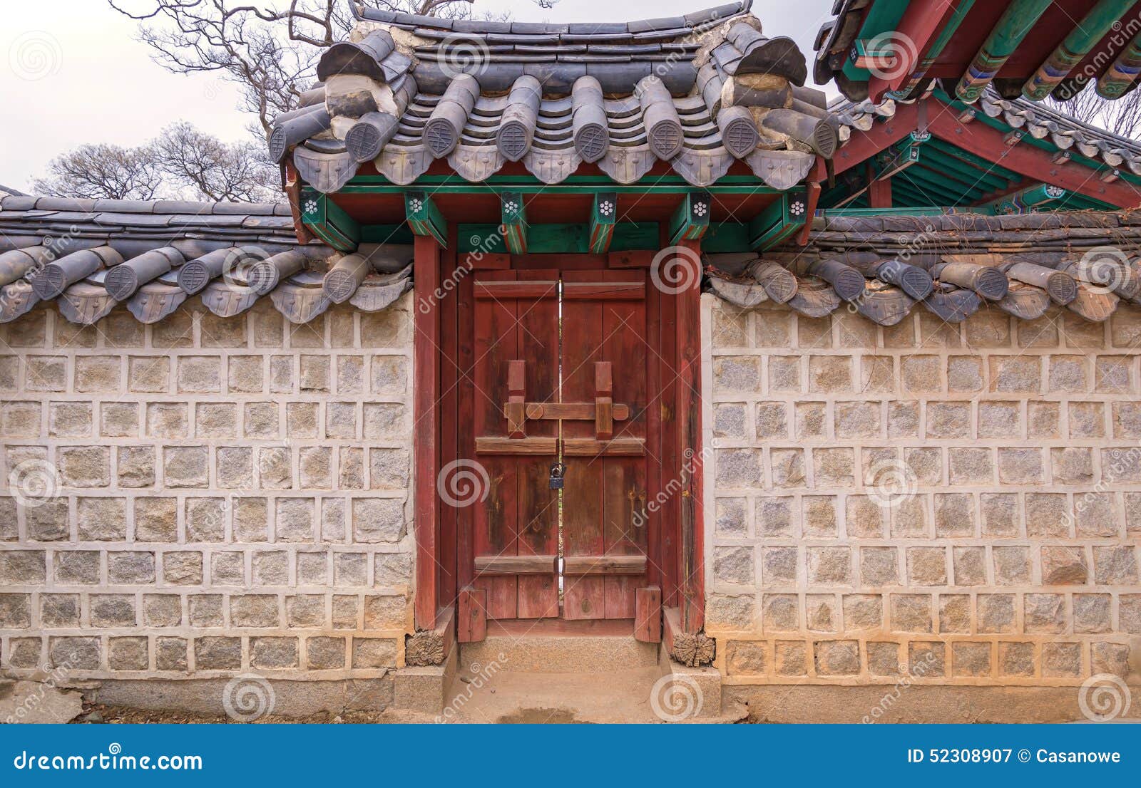 Tradition Gate Korean Style in South Korea Stock Image - Image of ...