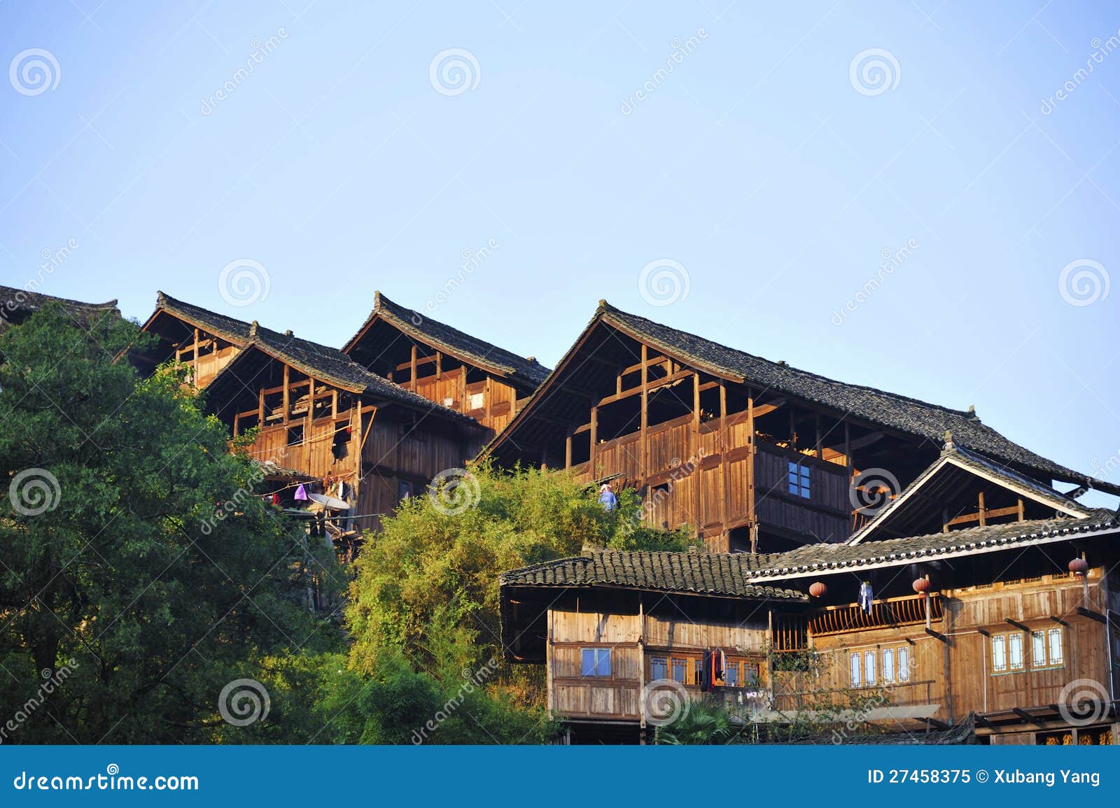 Tradition Miao Type Wooden House Stock Image - Image of wooden ...