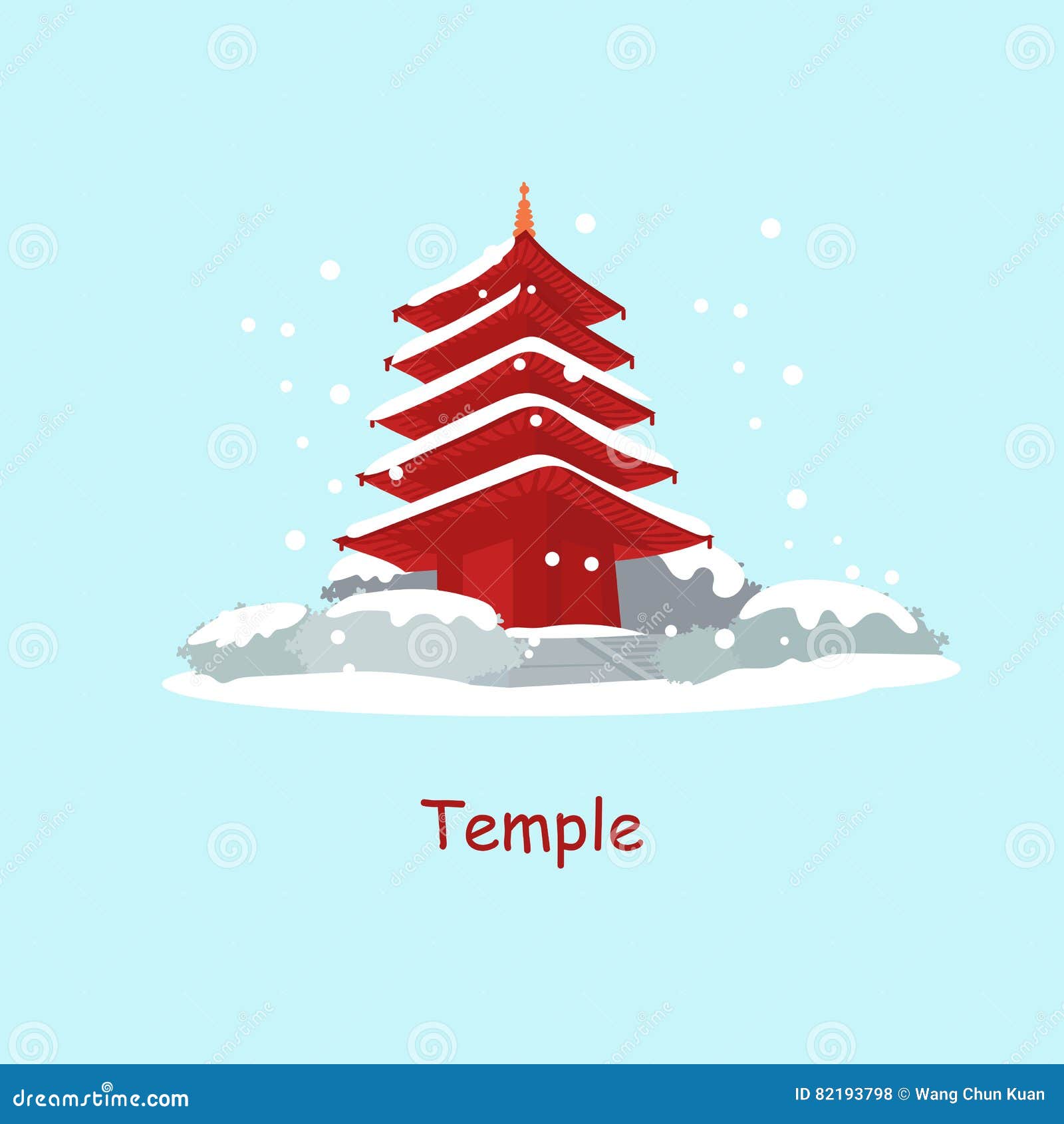 Tradition Temple in Japan in Winter Stock Illustration - Illustration ...