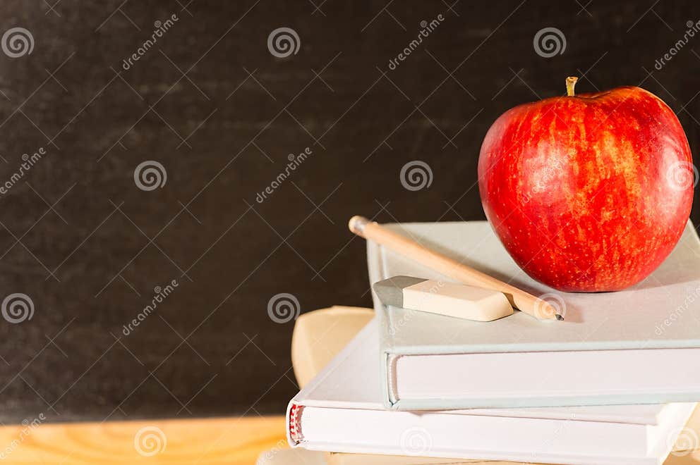 Traditional Academic Study School Books and Apple Stock Image - Image ...
