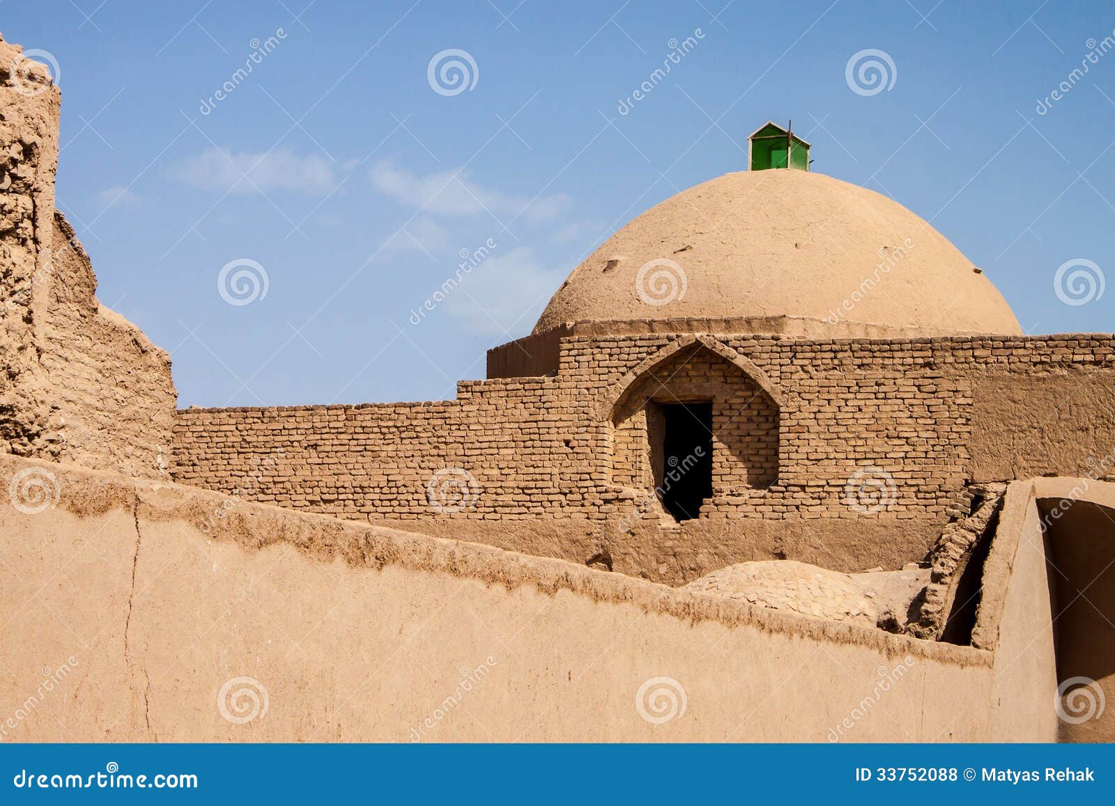 Traditional Adobe Roof House With Small Red Window Royalty-Free Stock ...