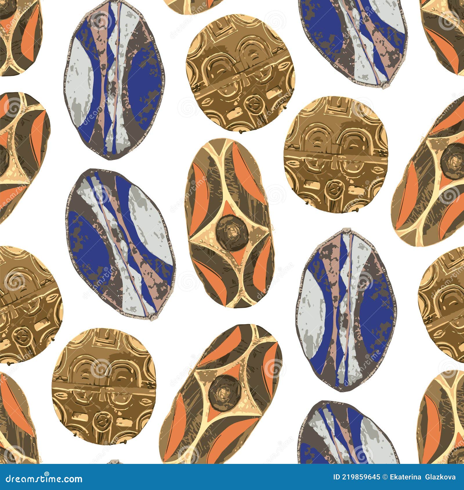 Vector Repeated Seamless Pattern of Vintage Shields Stock Vector ...