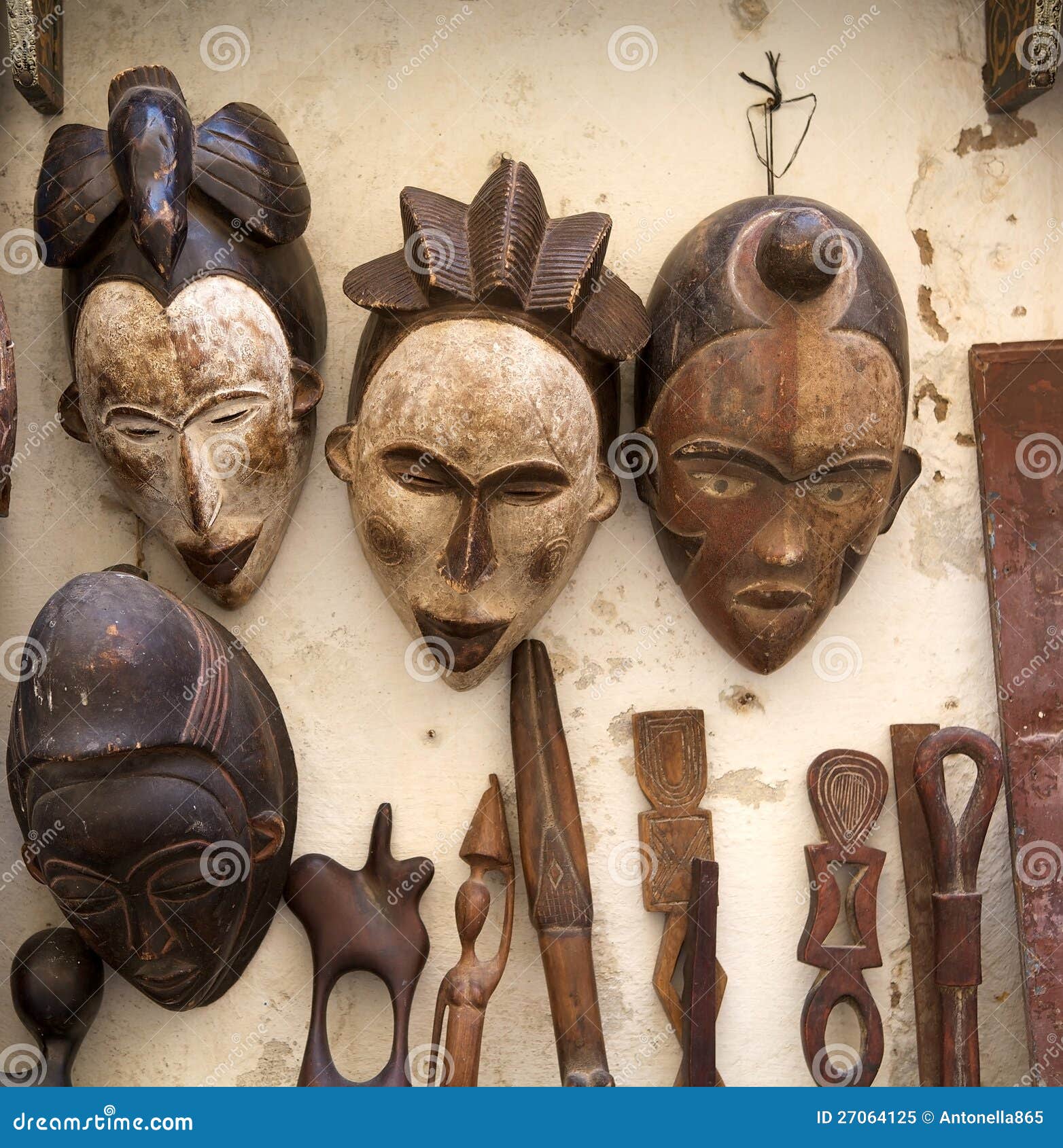 Traditional African masks stock image. Image of culture - 27064125