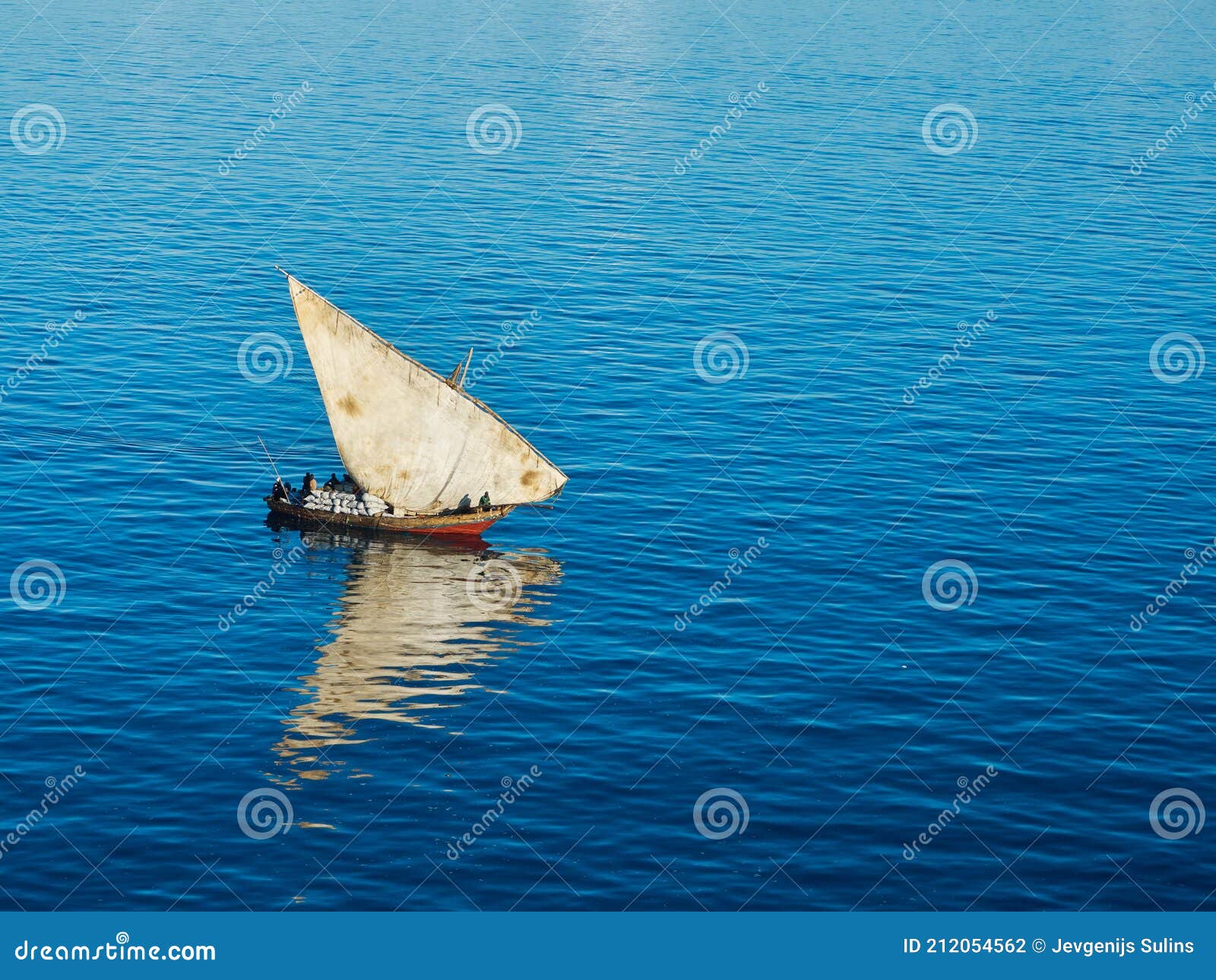 Traditional African Sailing Boat in Open Sea during the Day. Stock ...