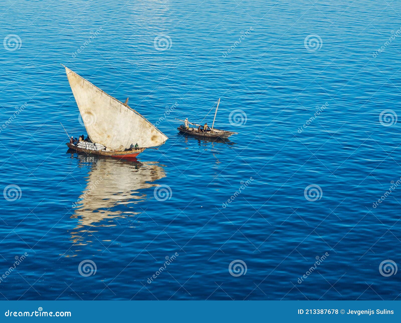 Traditional African Sailing Boat in Open Sea during the Day. Stock ...