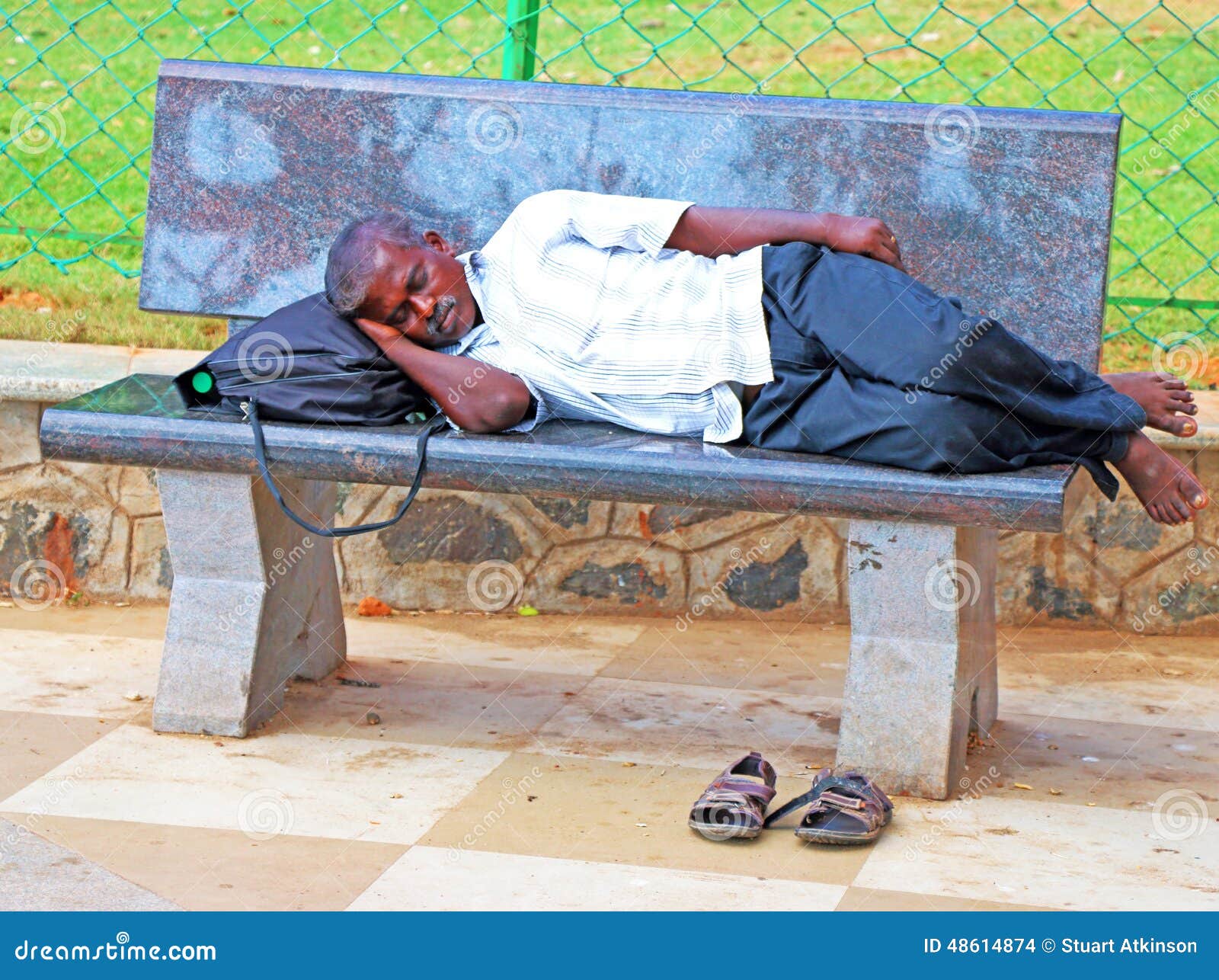 Traditional Afternoon Nap on Park Bench India Editorial Stock Image ...