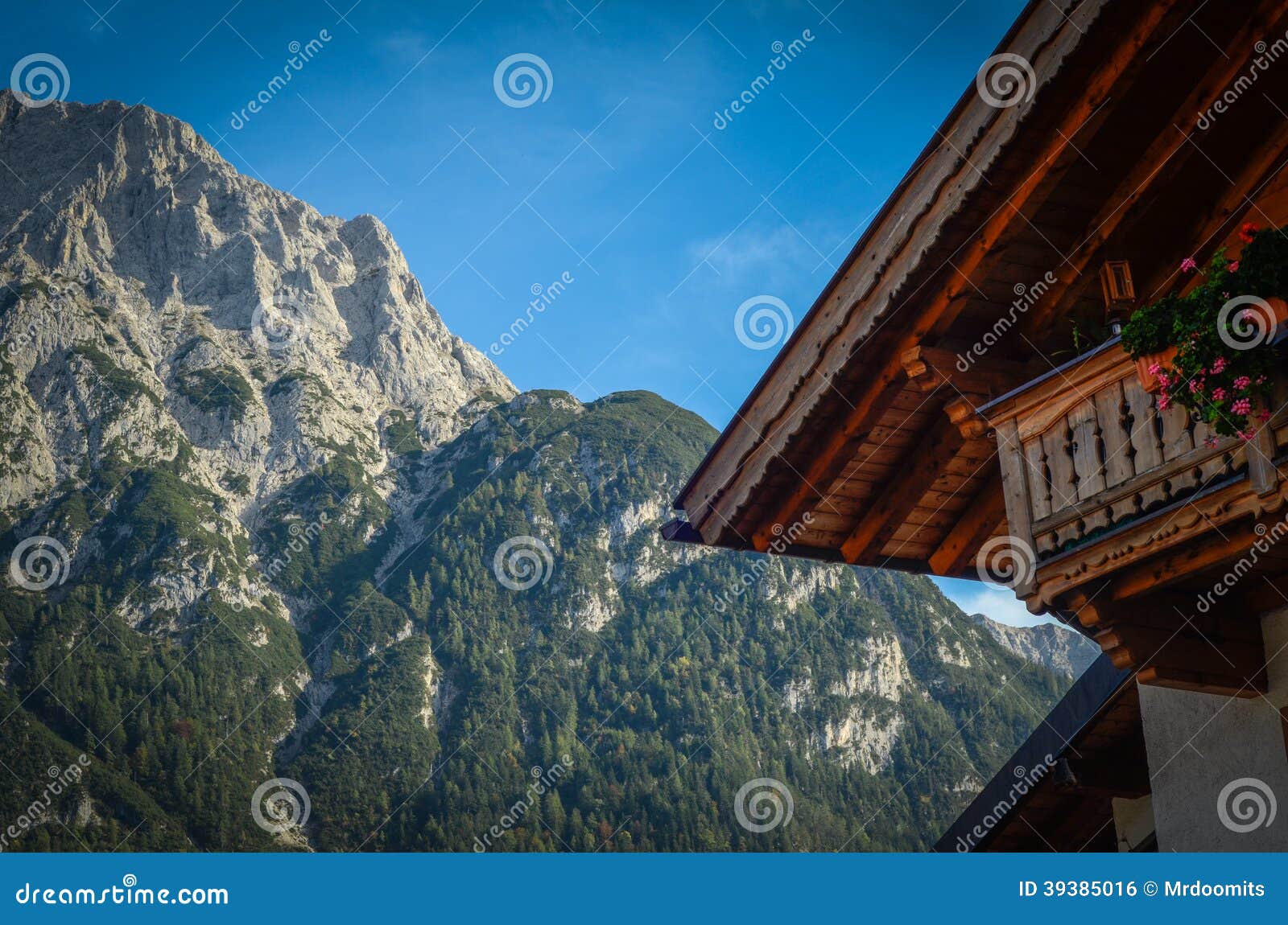 Traditional Alpine Chalet stock photo. Image of mittenwald - 39385016
