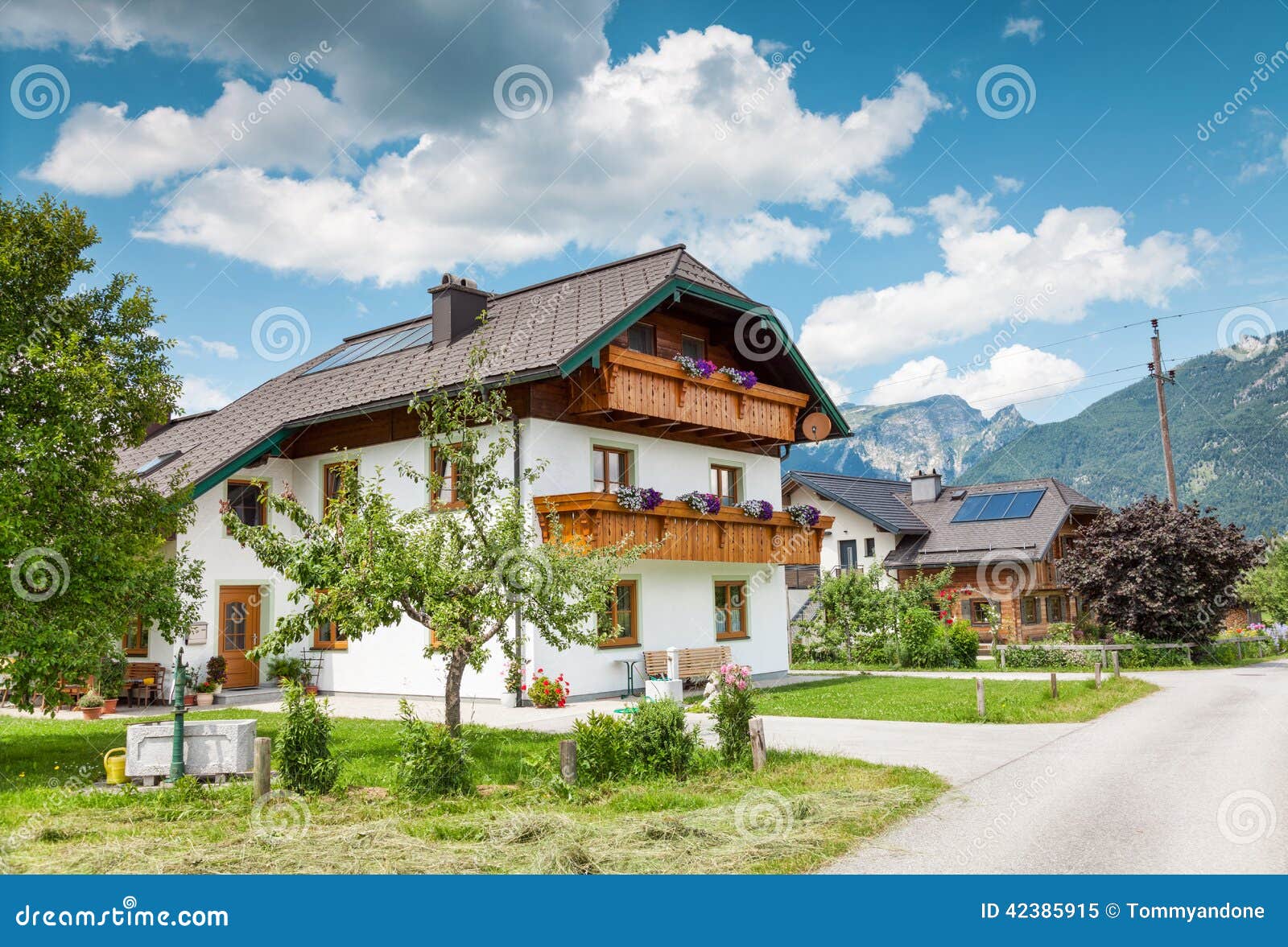 Traditional Alpine House in the Mountains Stock Image - Image of ...