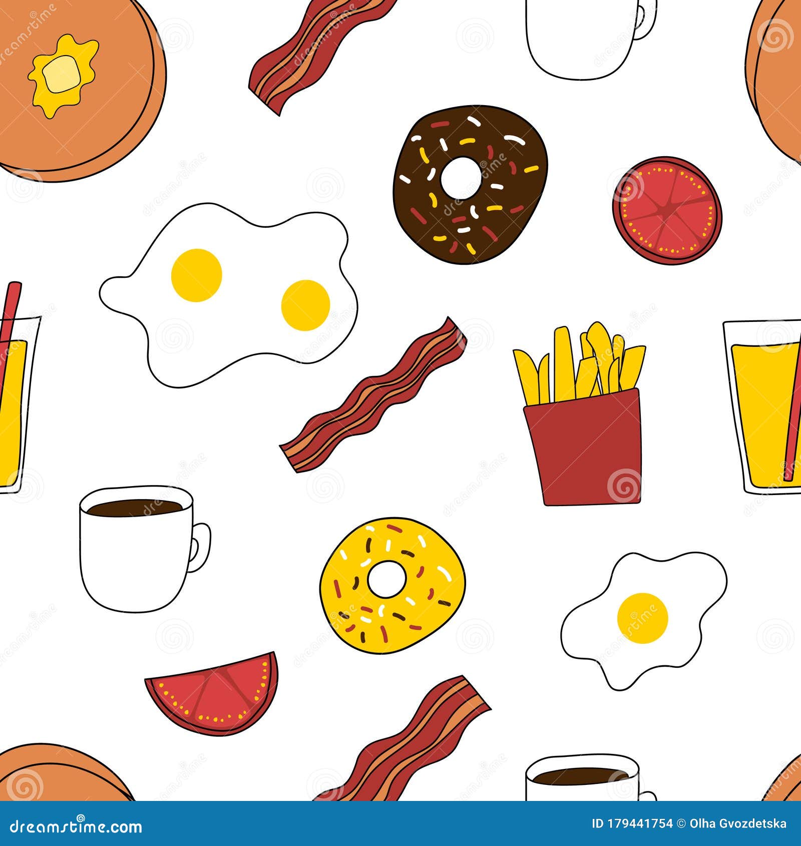 Traditional American Breakfast Seamless Pattern. Stock Vector ...