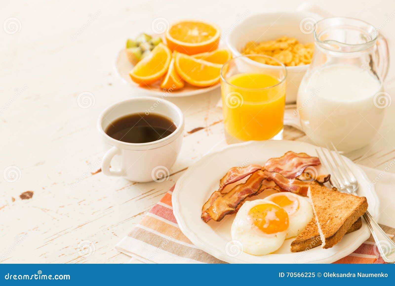 Traditional American Breakfast Stock Image - Image of bread, cereal ...