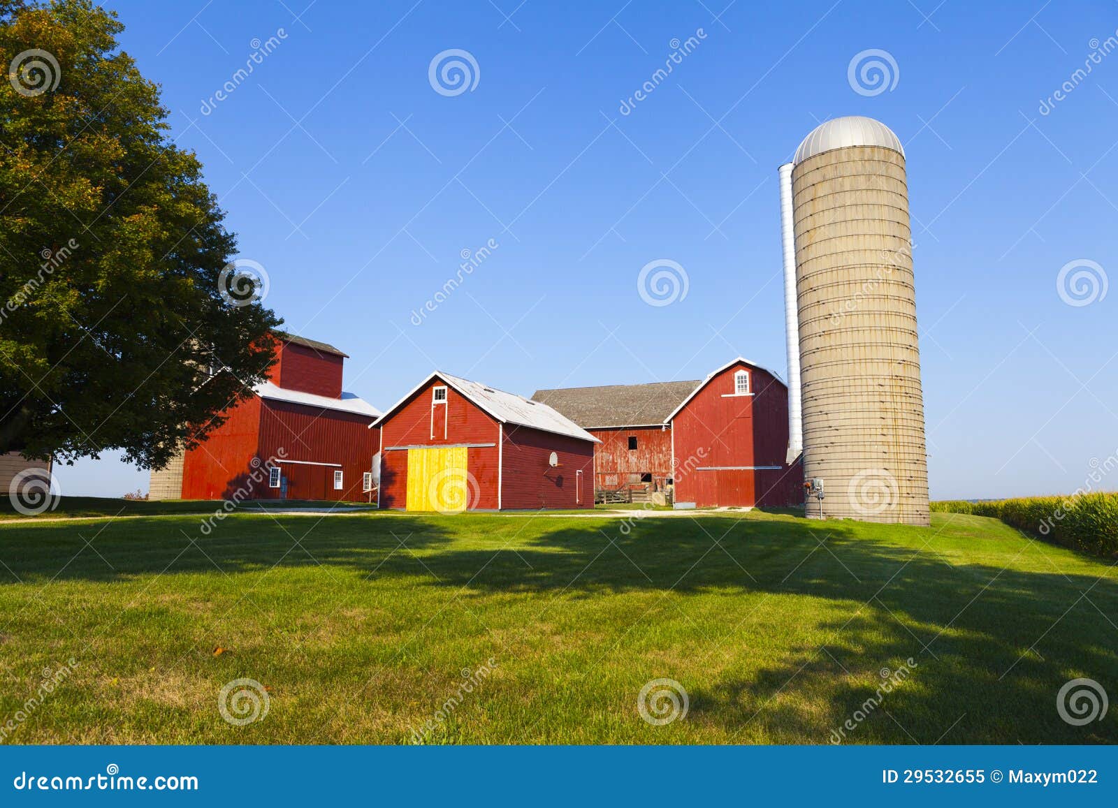 Traditional American Red Farm Stock Image - Image of clean, countryside ...