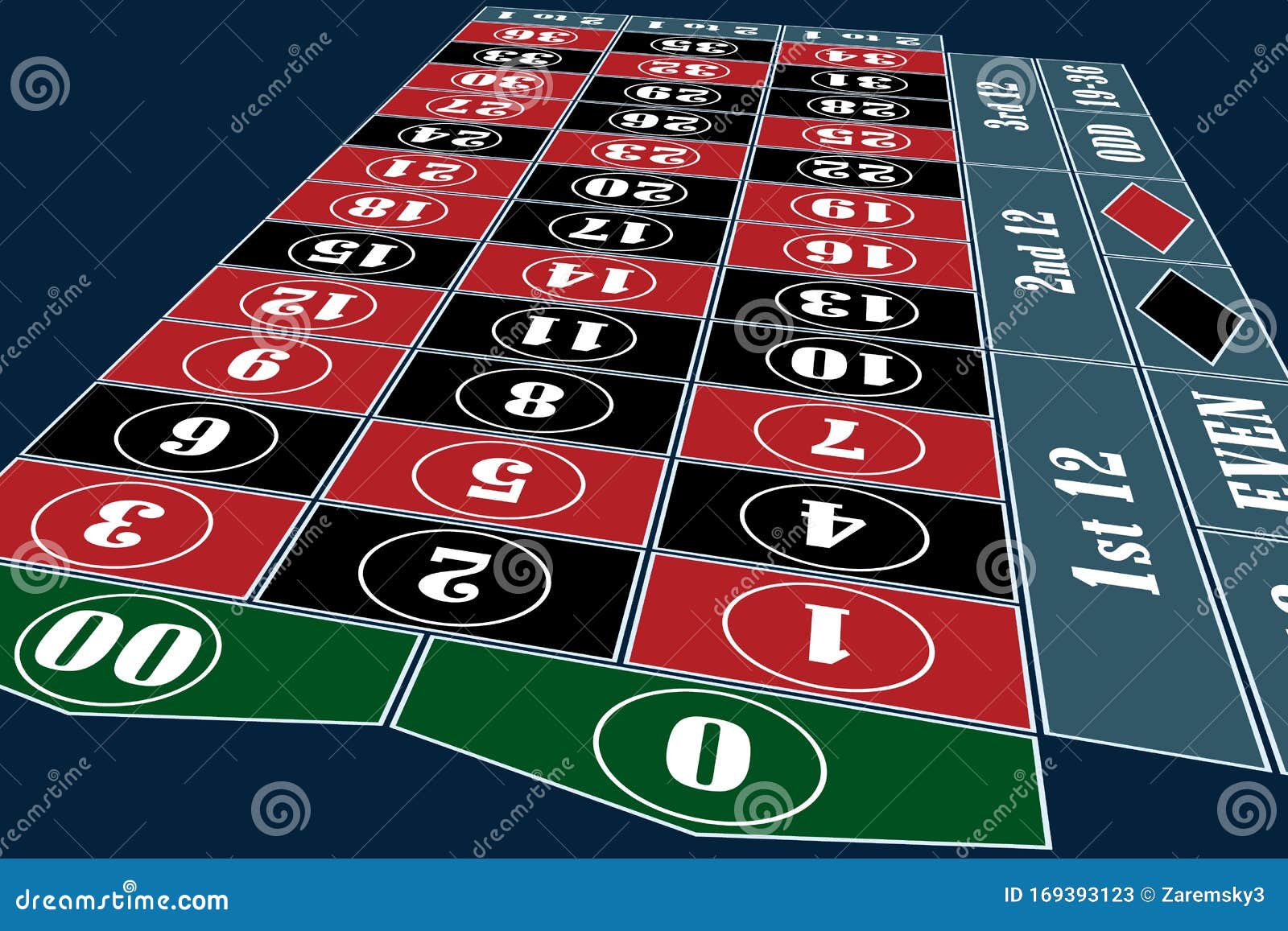 Traditional American Roulette Table Perspective Vector Illustration ...