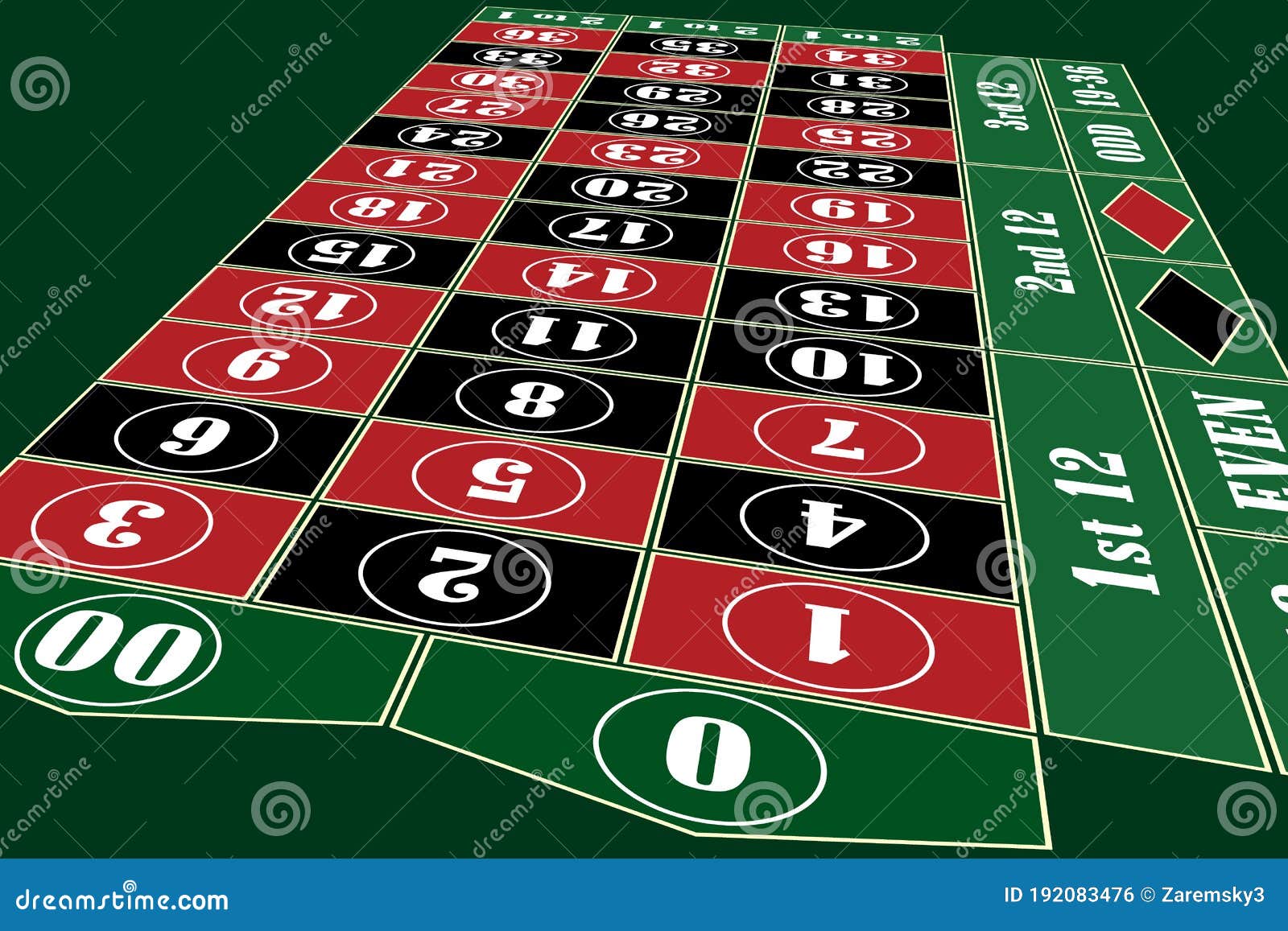 Traditional American Roulette Table Perspective Vector Illustration ...