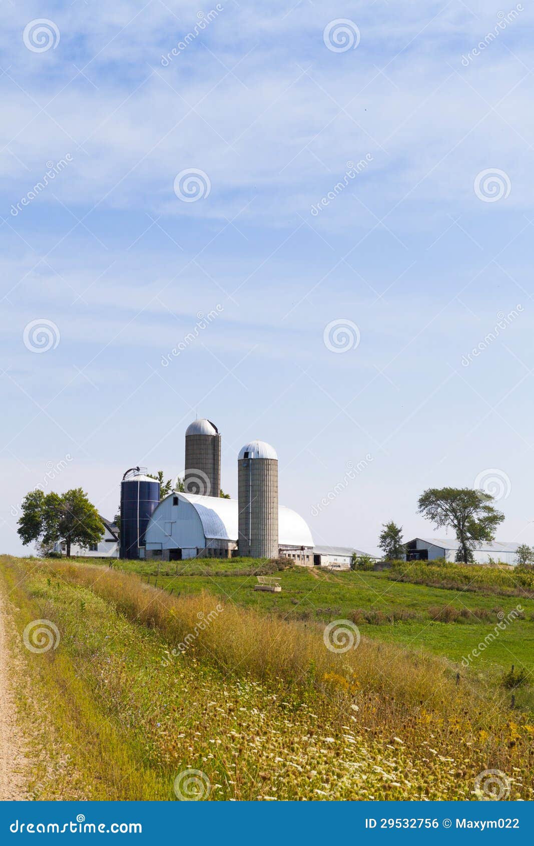 Traditional American White Farm Stock Photo - Image of landscape, barn ...