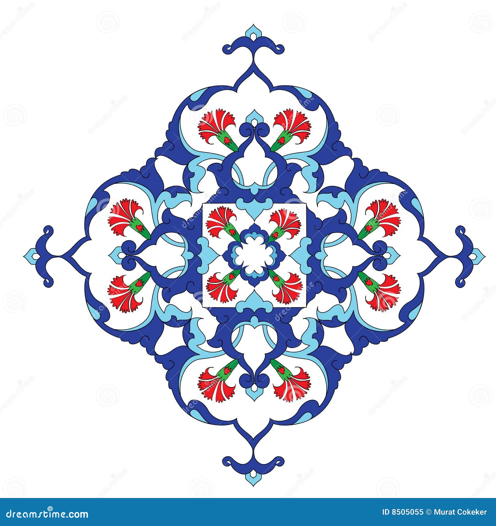 Traditional Antique Ottoman Turkish Tile Illustrat Stock Vector ...