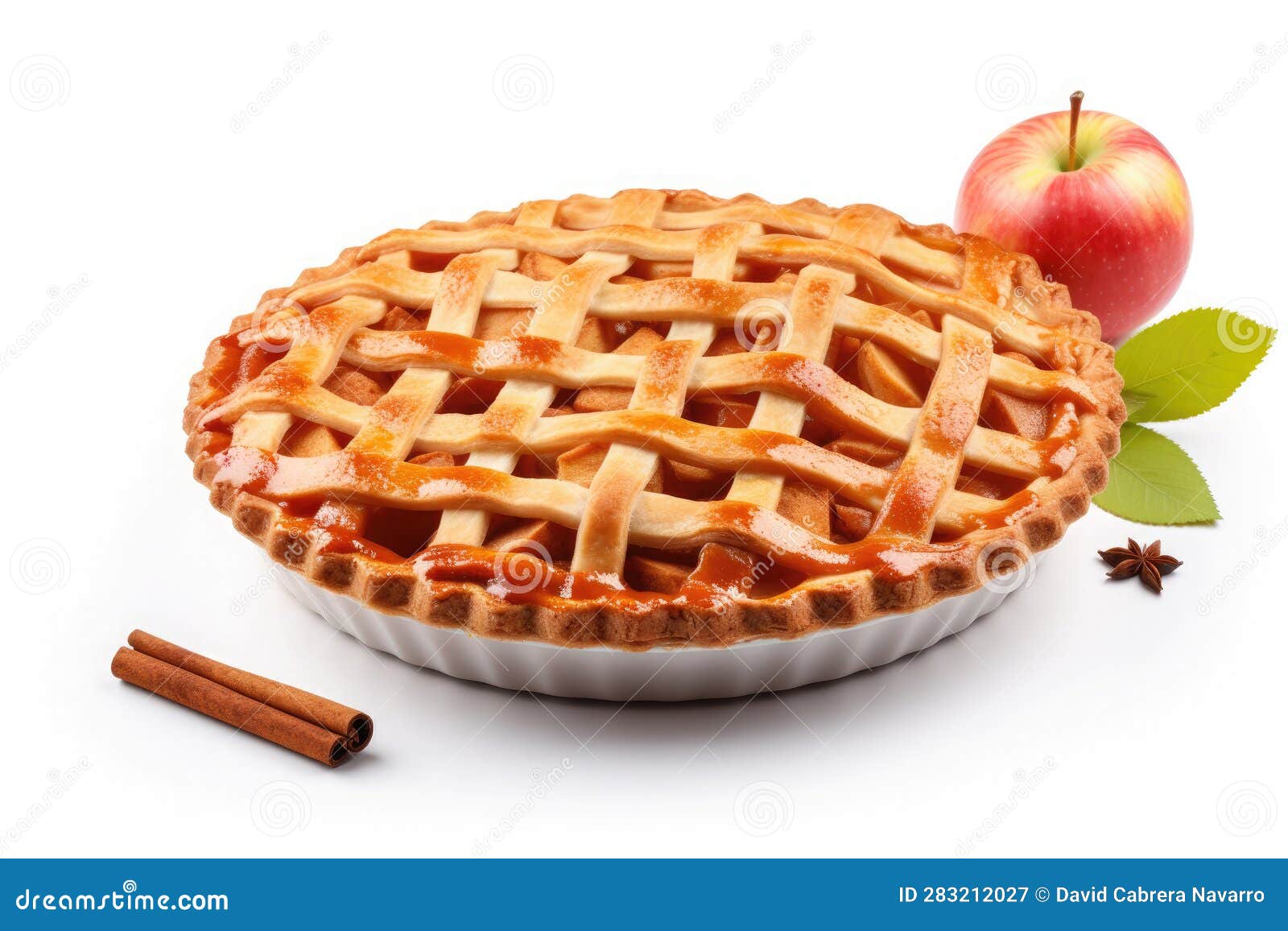 Traditional Apple Pie Isolated on White Background. Stock Image - Image ...