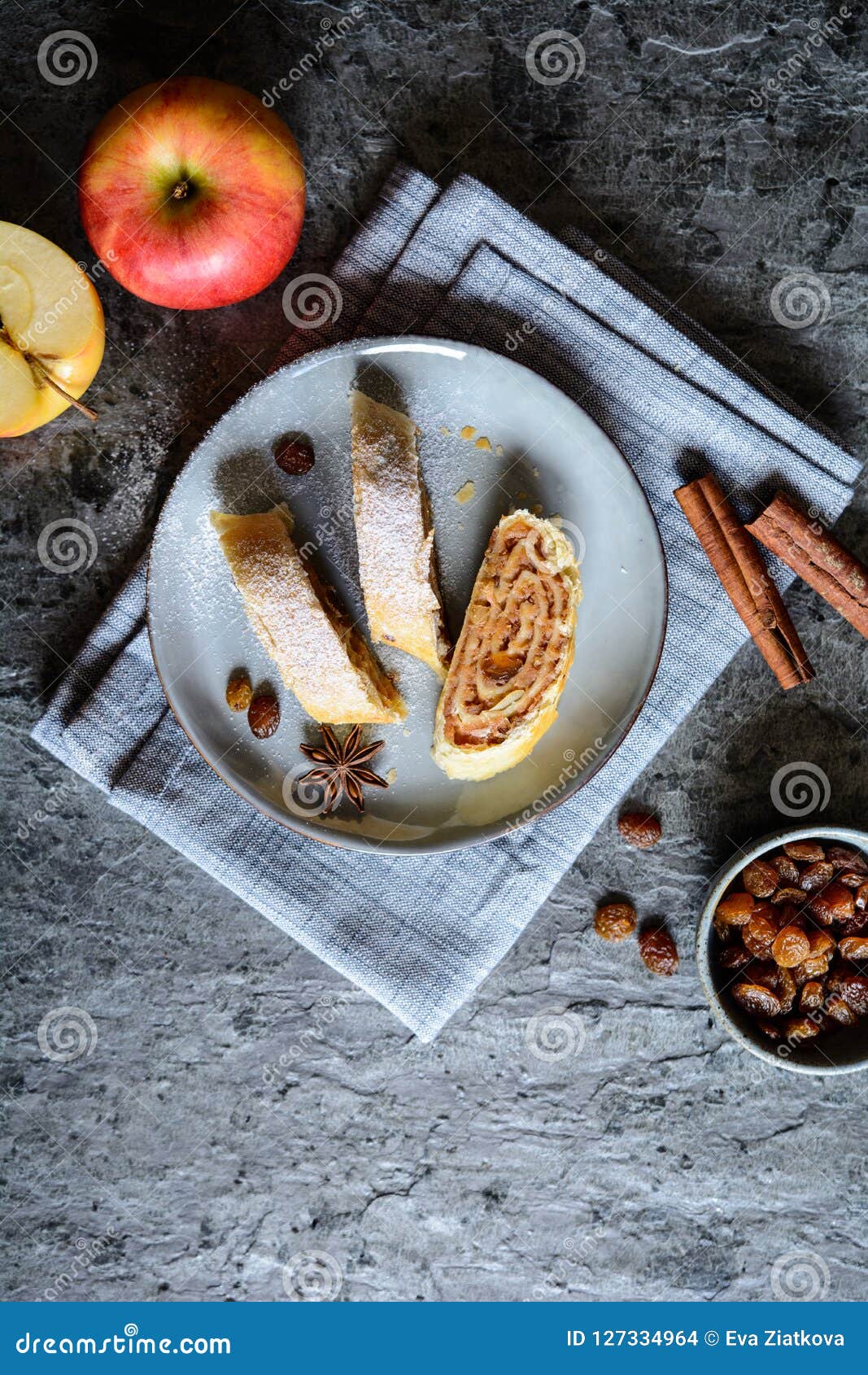 Traditional Apple Roulade with Raisins and Cinnamon Stock Photo - Image ...
