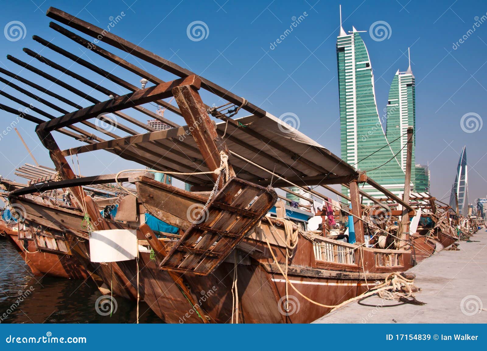 Traditional Arab Dhows. stock image. Image of bahrain - 17154839