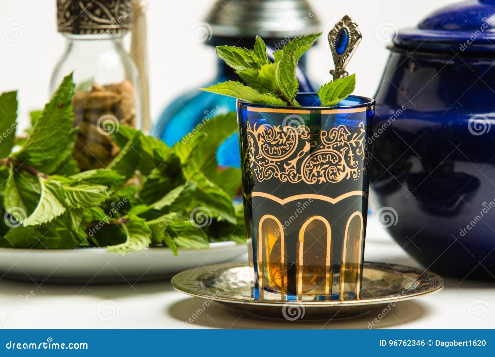 Traditional Arab Mint Tea, White Background Stock Photo - Image of ...