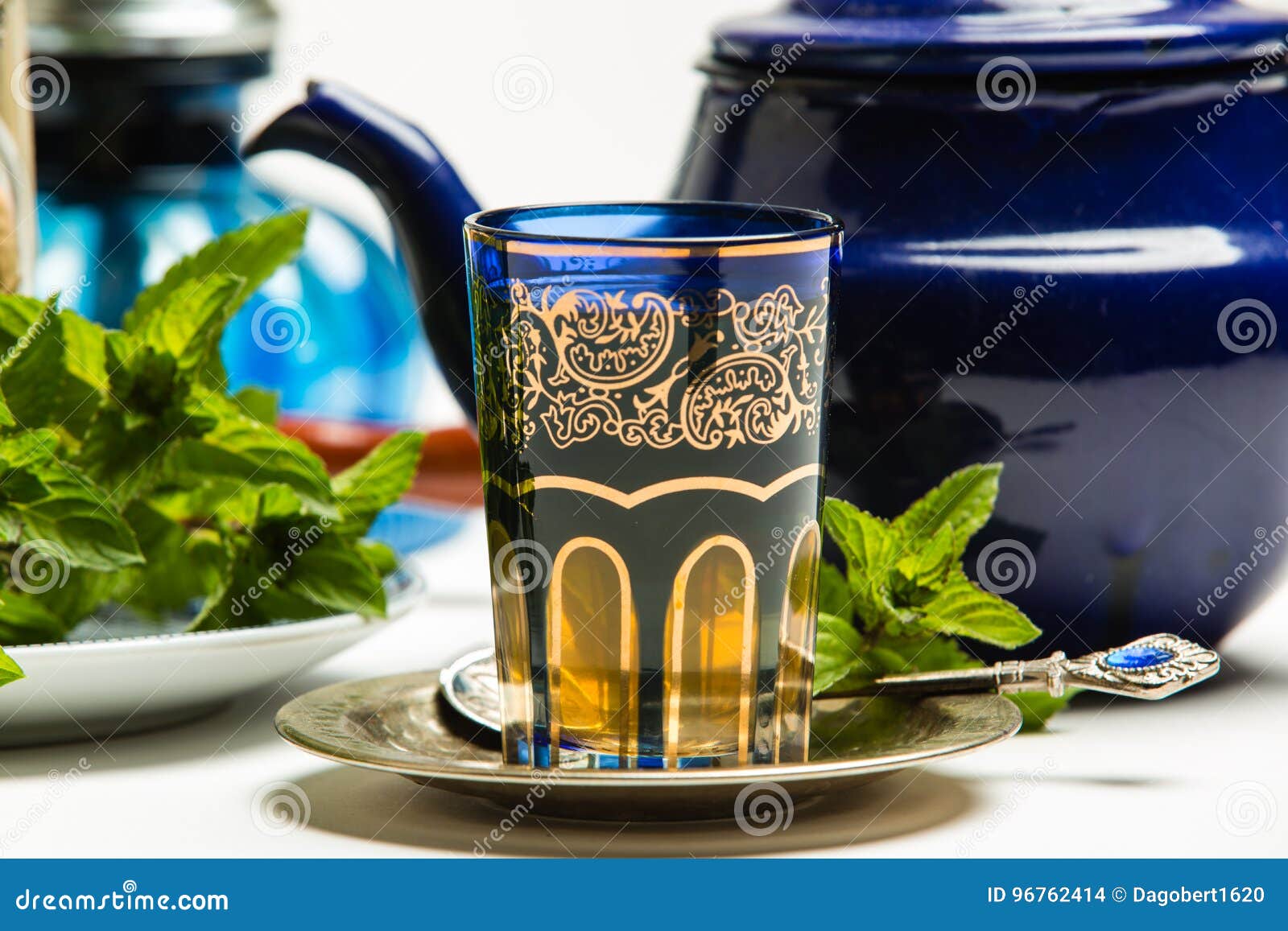Traditional Arab Mint Tea, White Background Stock Photo - Image of ...