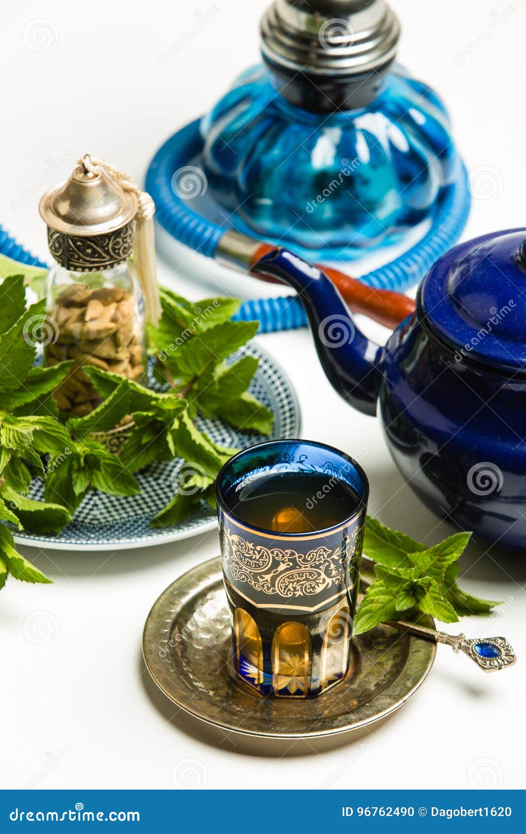 Traditional Arab Mint Tea, White Background Stock Photo - Image of leaf ...