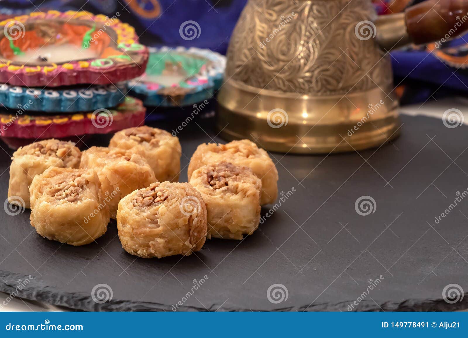 Traditional Arabic Delight Sweets with Cashew Nuts. Eastern Sweets ...