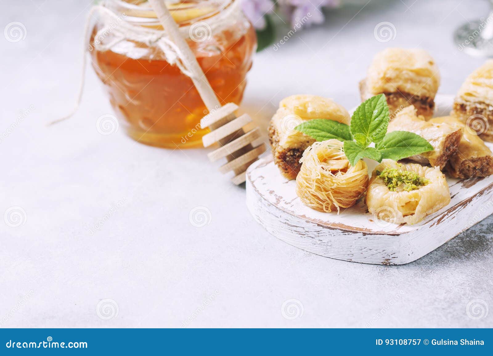 Traditional Arabic Dessert Baklava with Honey and Nuts, Selective Focus ...