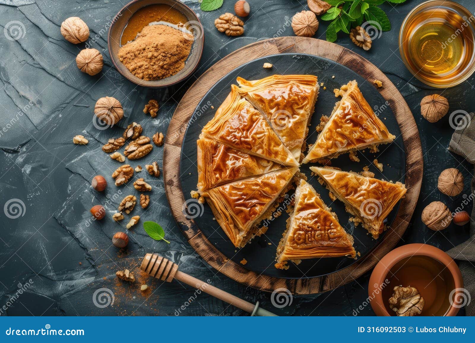 Traditional Arabic Dessert Baklava with Honey and Walnuts Stock ...