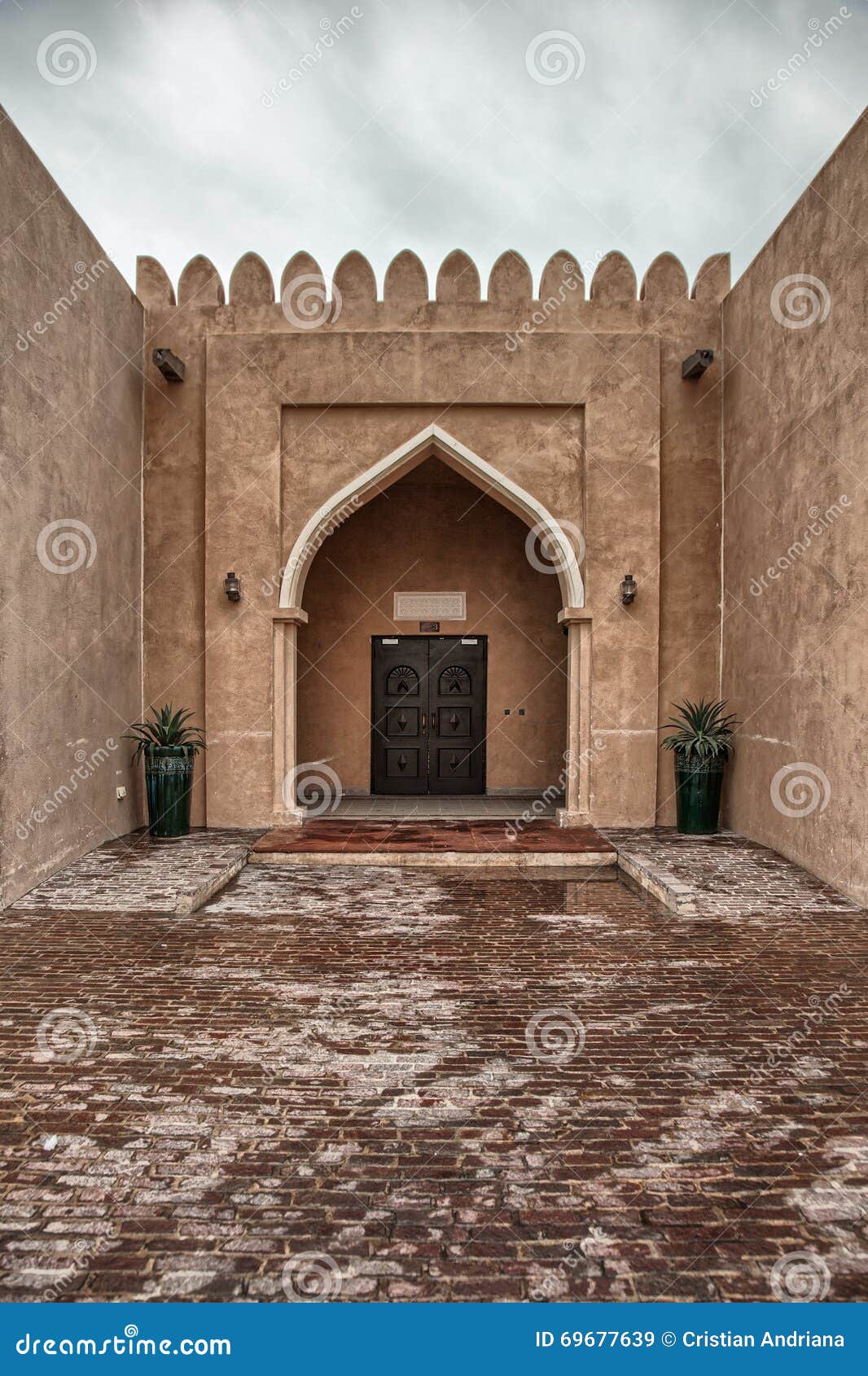 Traditional Arabic Entry Door in Doha, Qatar. Stock Illustration ...