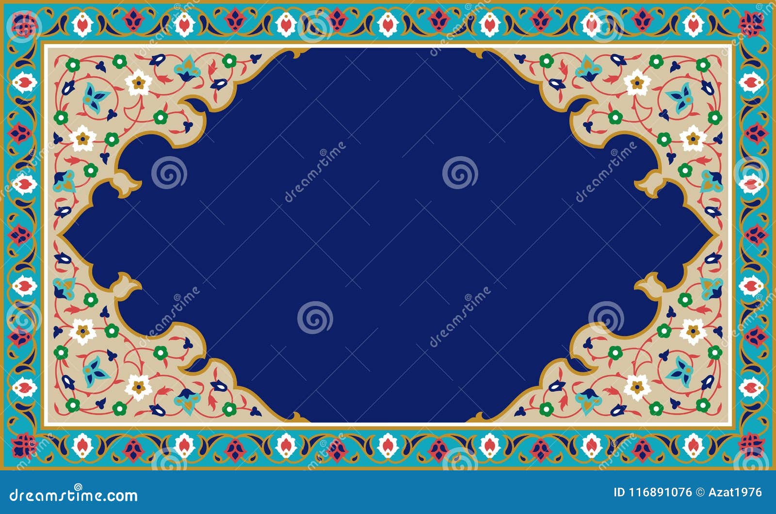 Traditional Arabic Floral Frame Stock Vector - Illustration of colorful ...
