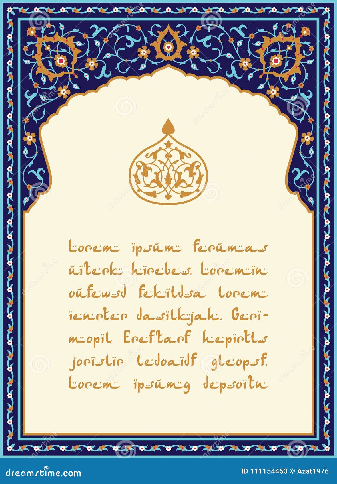 Traditional Arabic Floral Greeting Card Template with Arabic Pattern ...