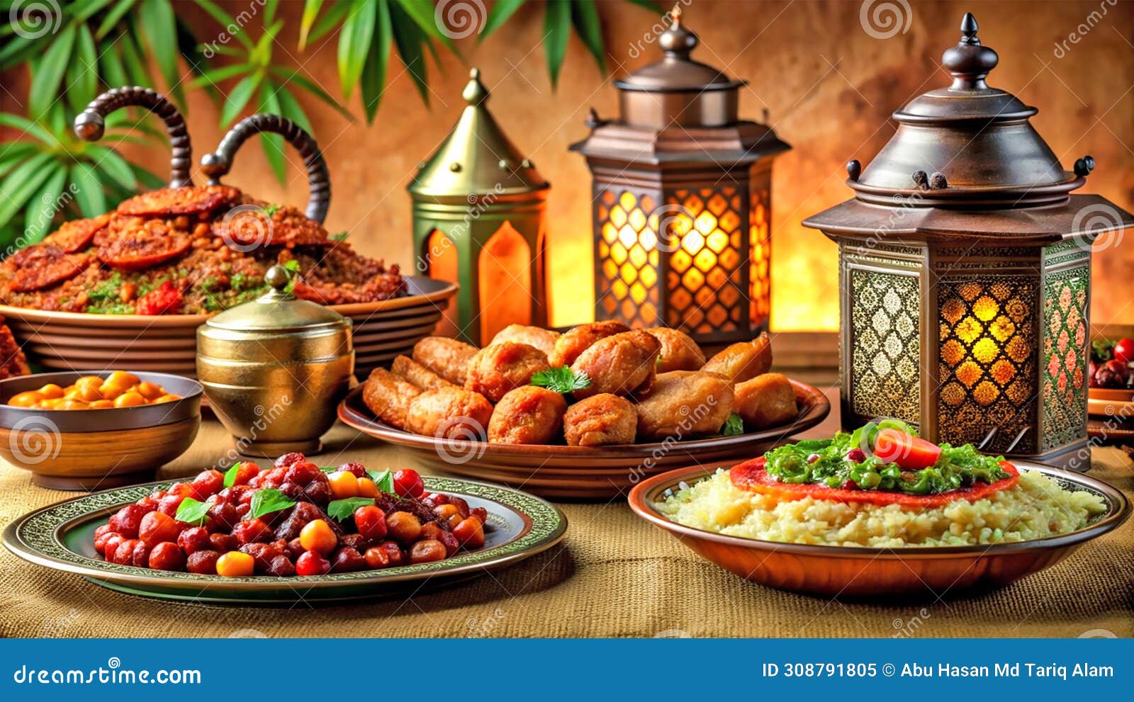 Traditional Arabic Iftar Cuisine in Ramadan. AI Generated Illustration ...