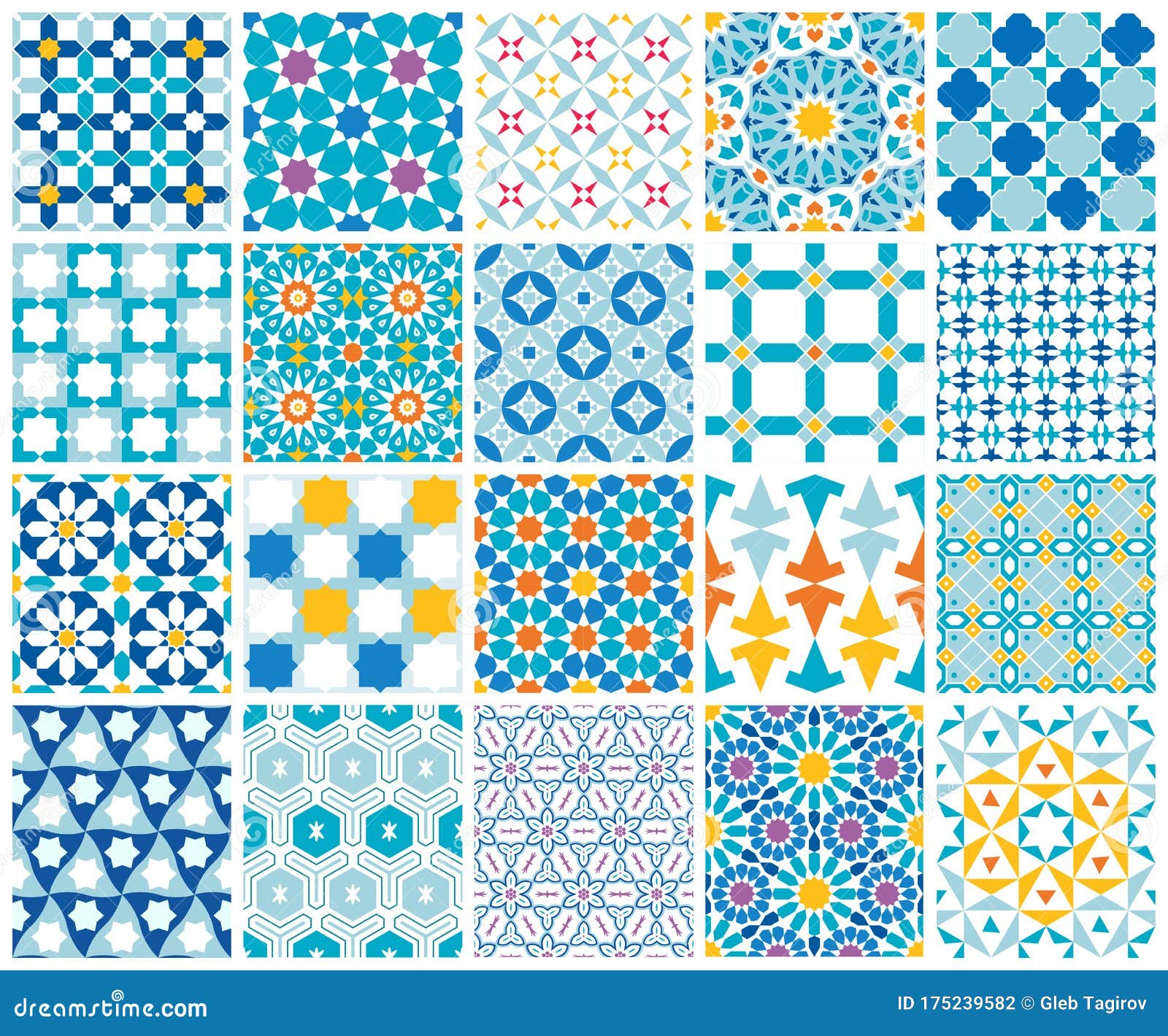Traditional Arabic Patterns Set Stock Vector - Illustration of alhambra ...