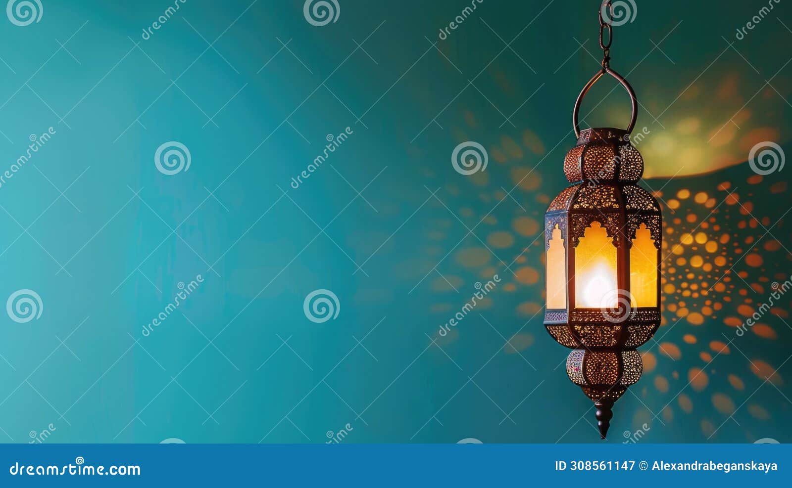 Traditional Arabic Lantern Hanging with Illuminated Light Patterns ...