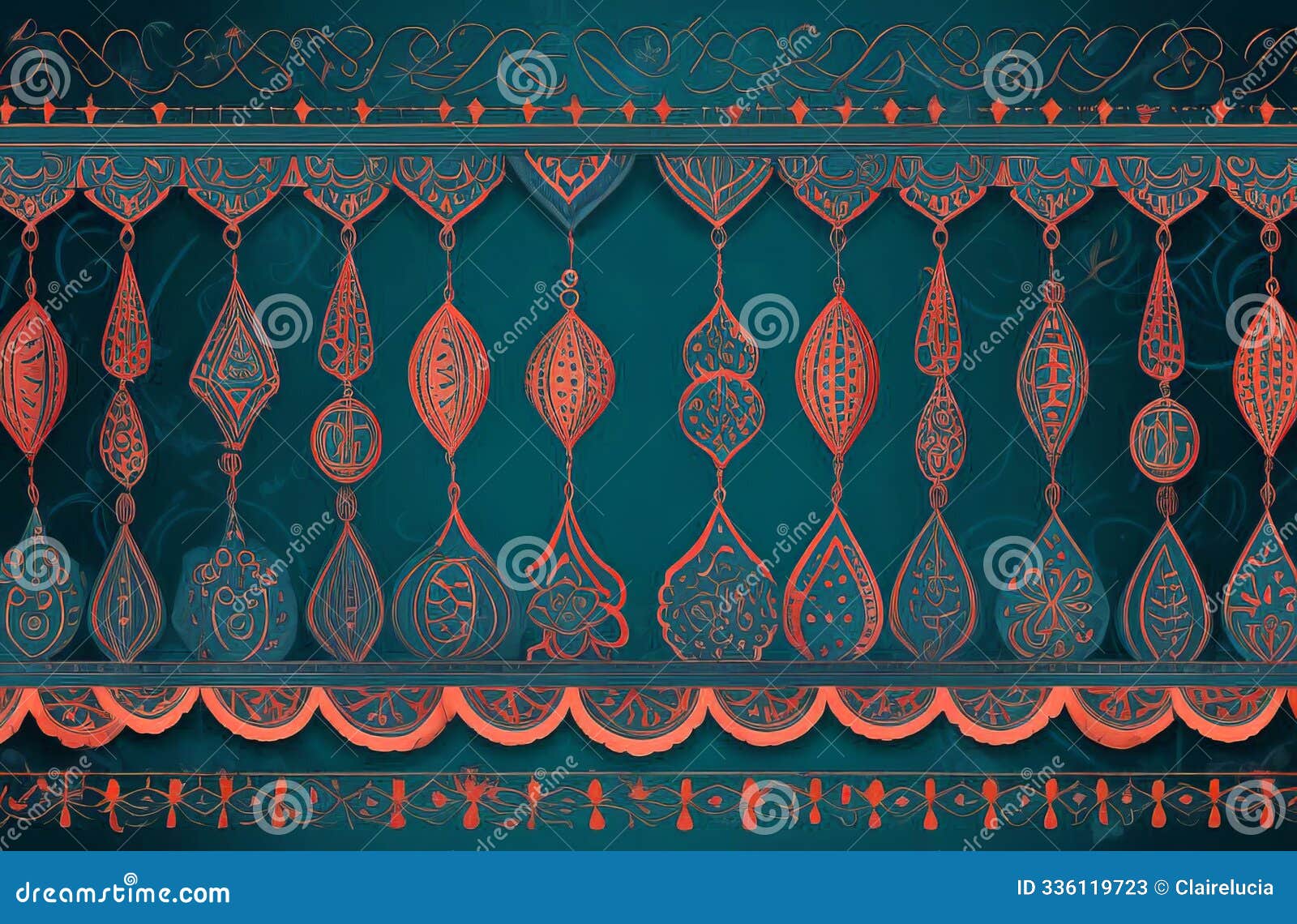 Traditional Arabic Ornament, Gold Pattern on a Blue Background Stock ...