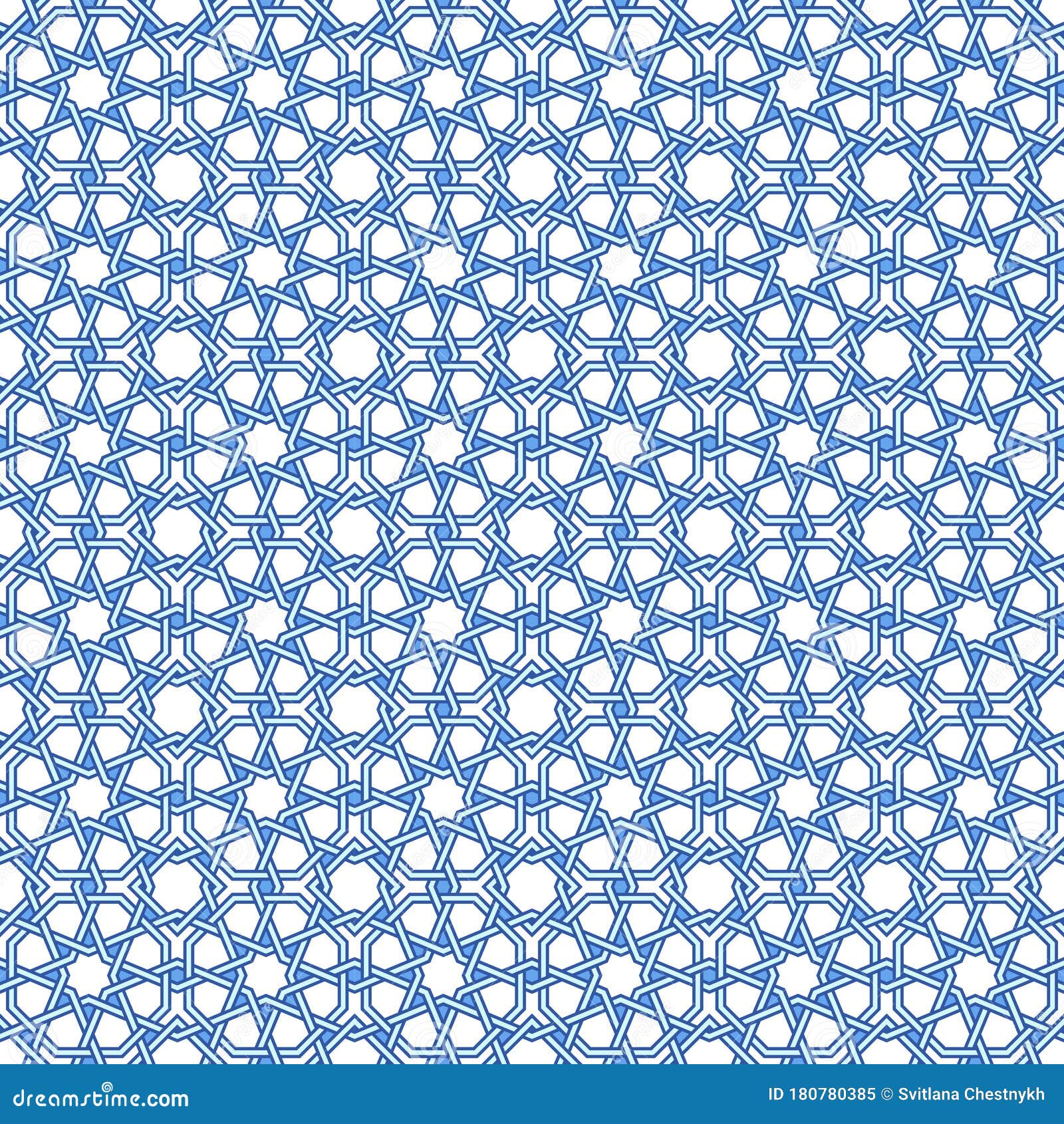 Traditional Arabic Pattern in Blue and White. Moroccan Seamless Vector ...
