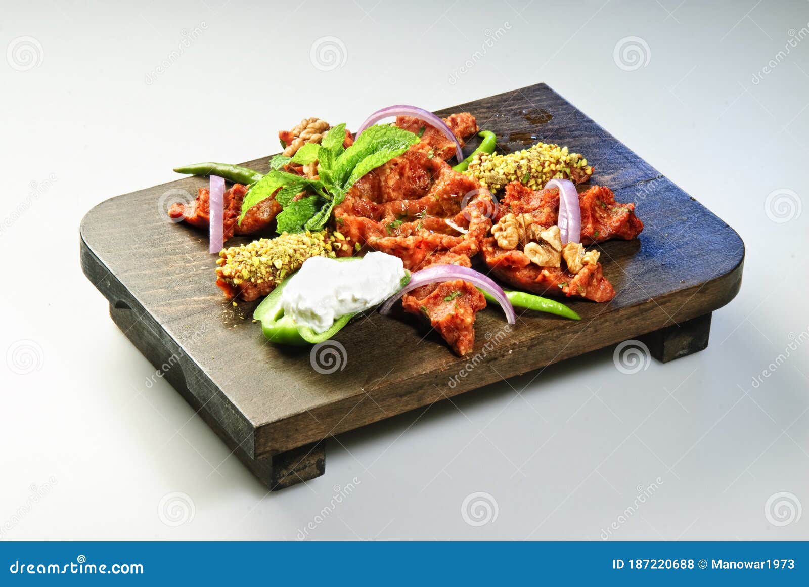 Traditional Arabic Raw Meat Kofta Stock Photo - Image of parsley ...