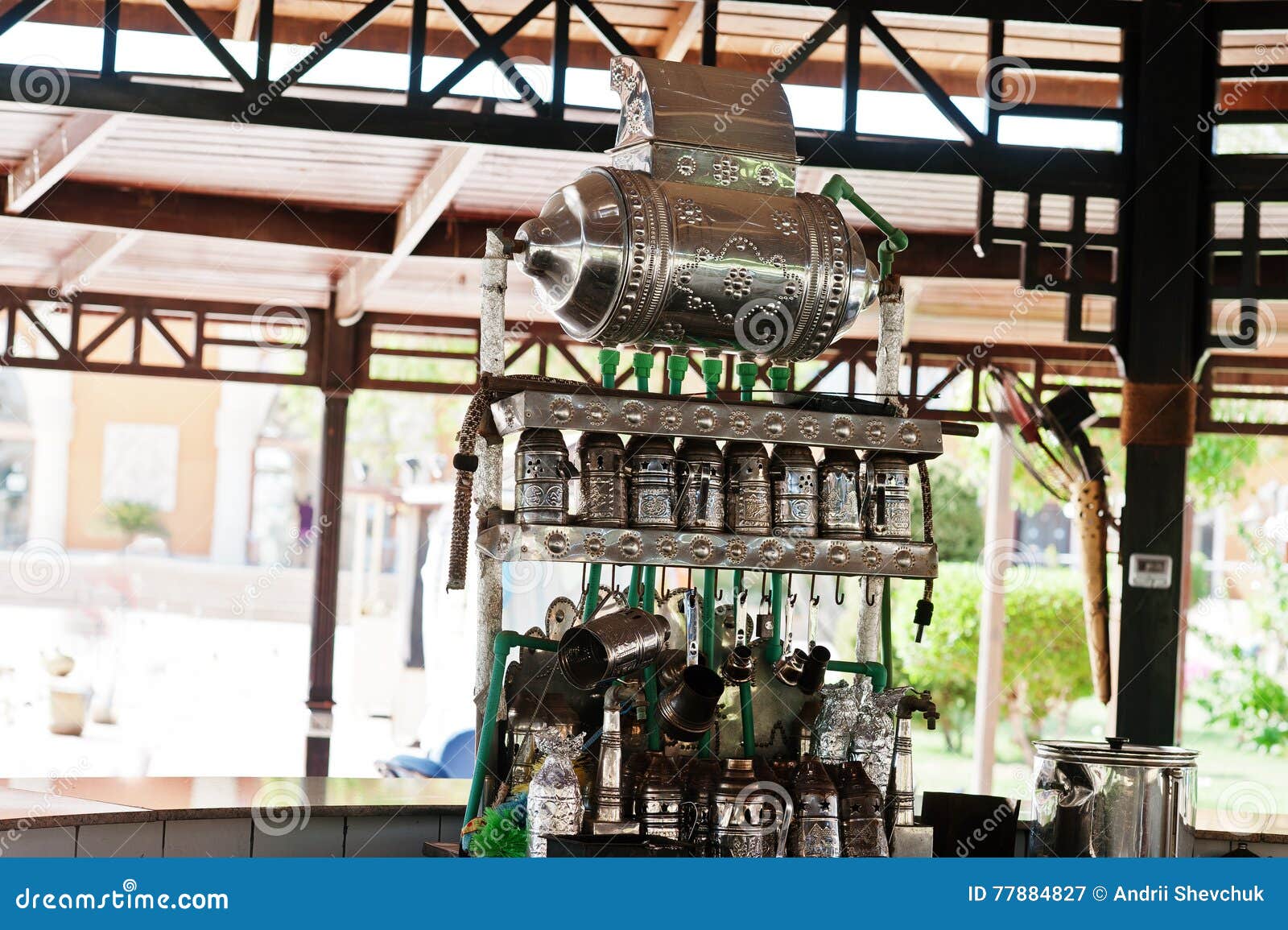 Traditional Arabic Shisha Pipes Hookah at Cafe Stock Image - Image of ...