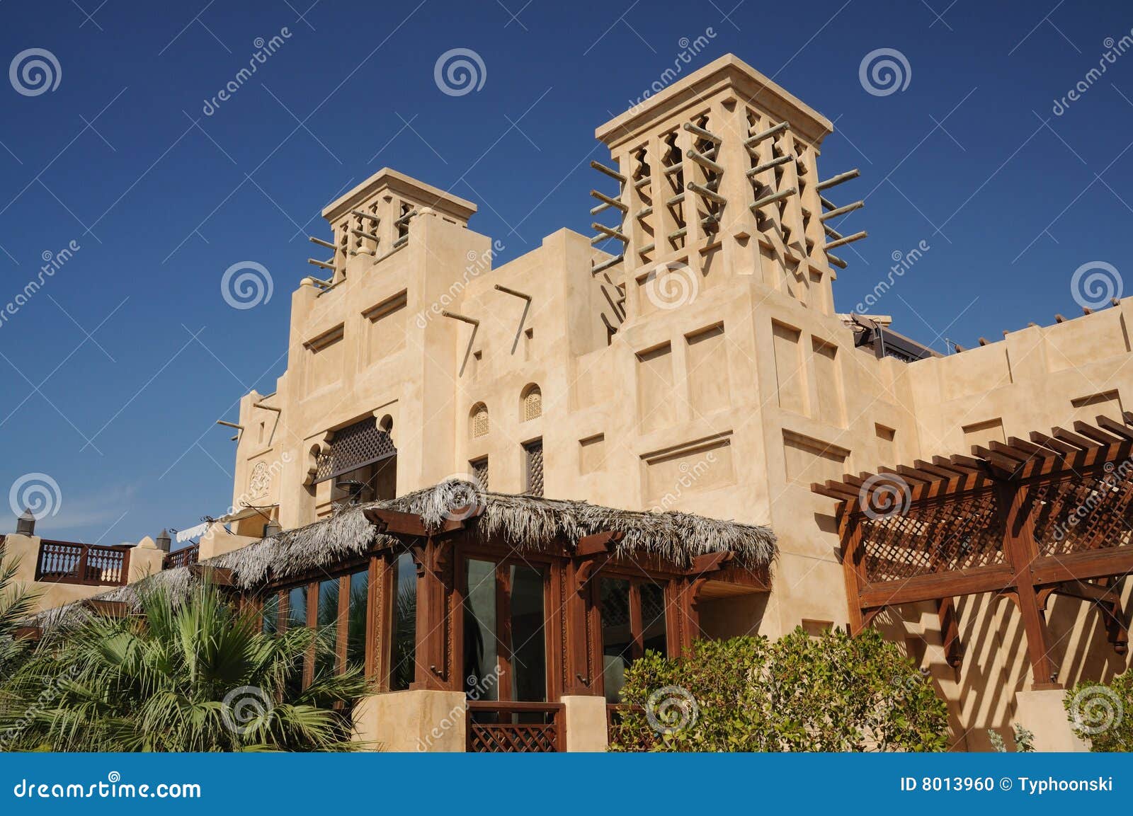 Traditional Arabic Style Building in Dubai Stock Photo - Image of tower ...