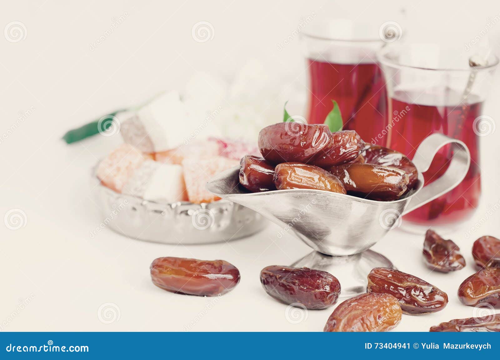 Traditional Arabic Tea Set and Dried Dates. Stock Image - Image of food ...