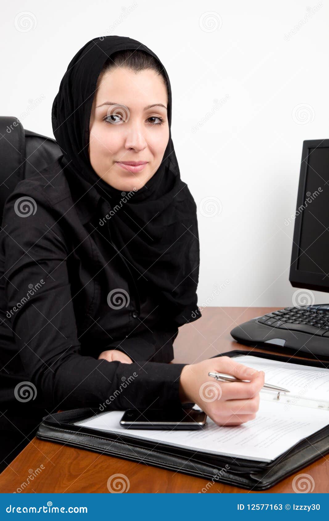 Traditional Arabic Young Woman at the Office Stock Image - Image of ...