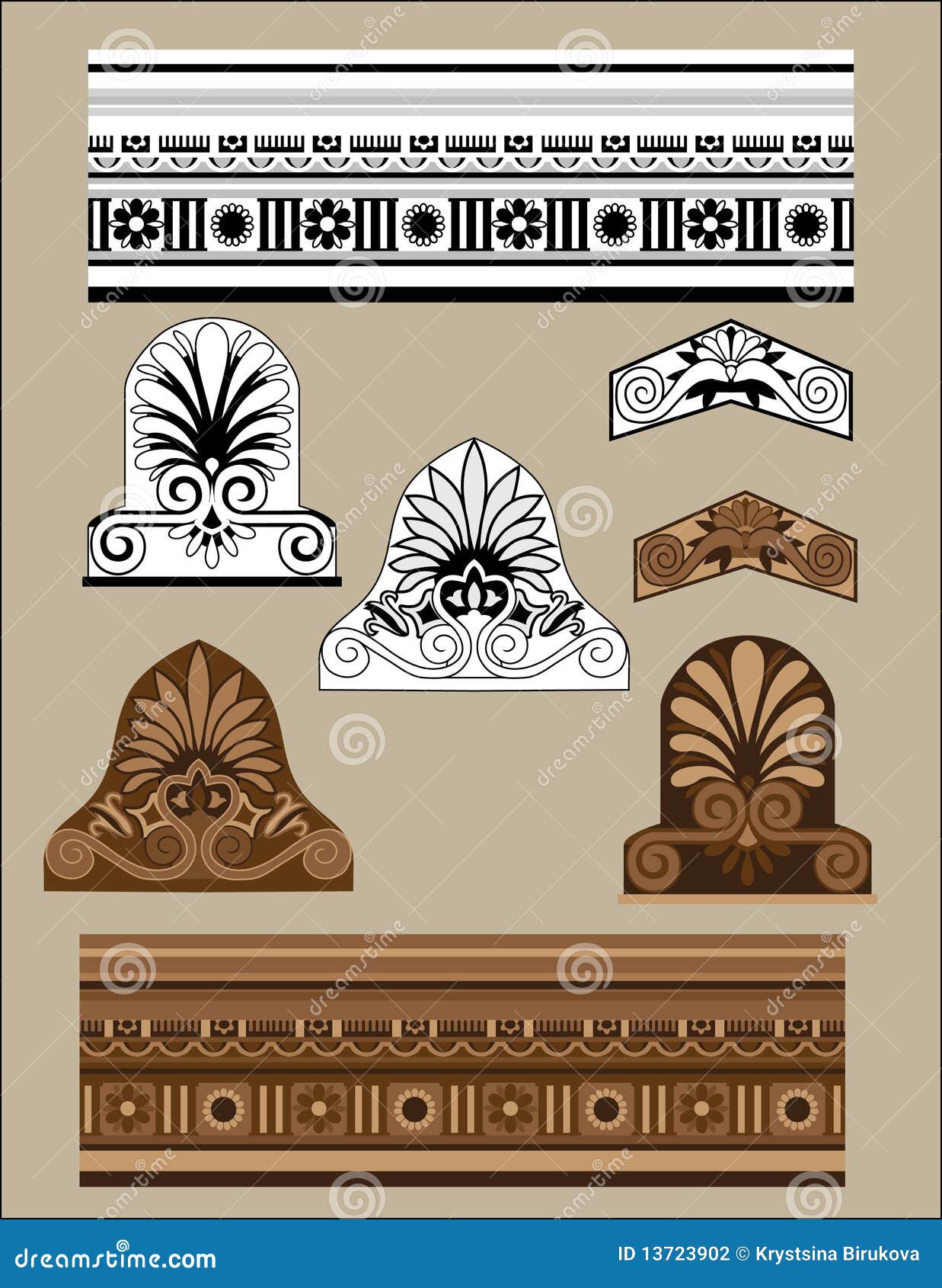 Traditional Architectural Elements Set Stock Vector - Illustration of ...