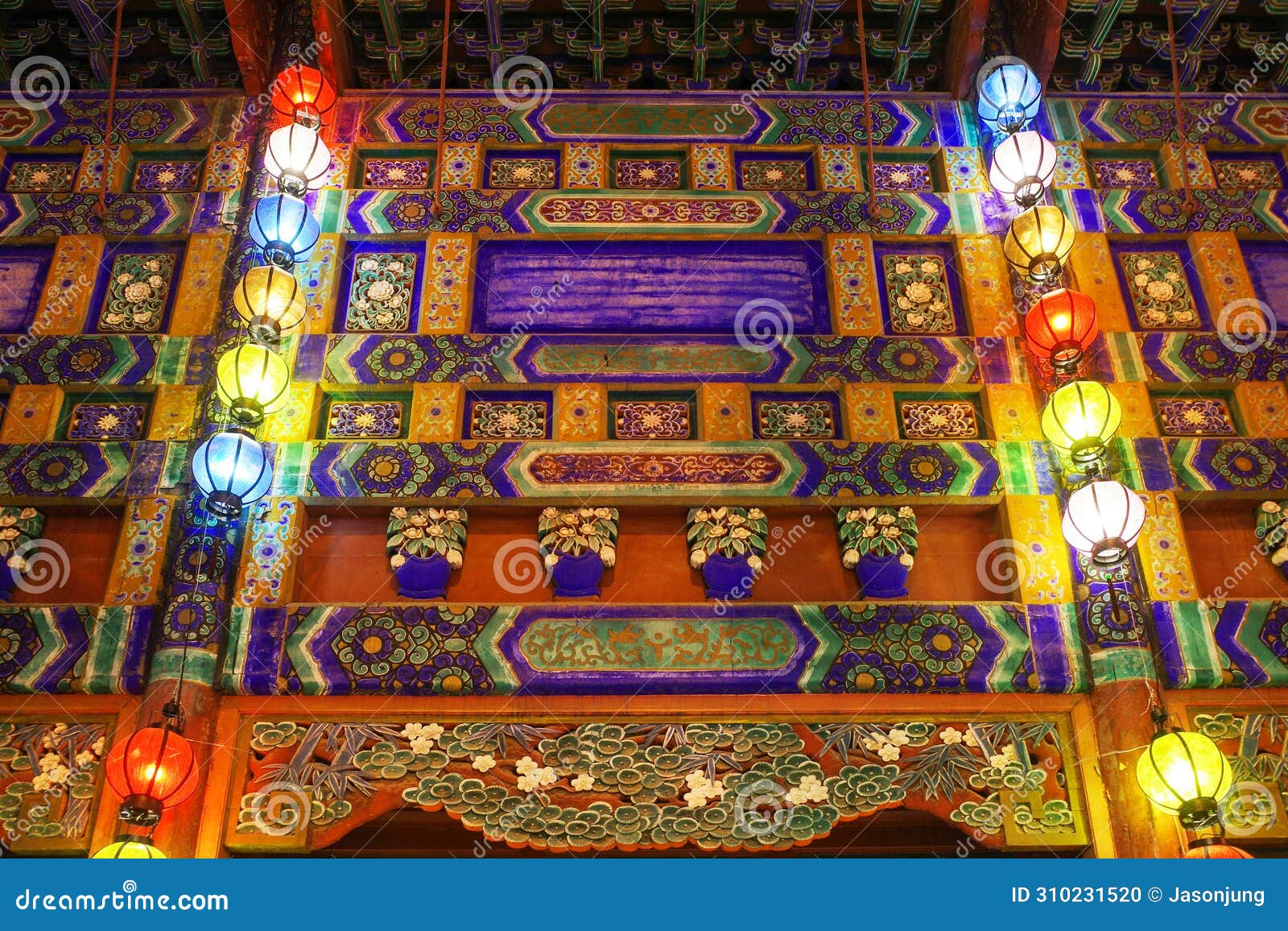 Traditional Architecture with Colorful Lantern Stock Photo - Image of ...