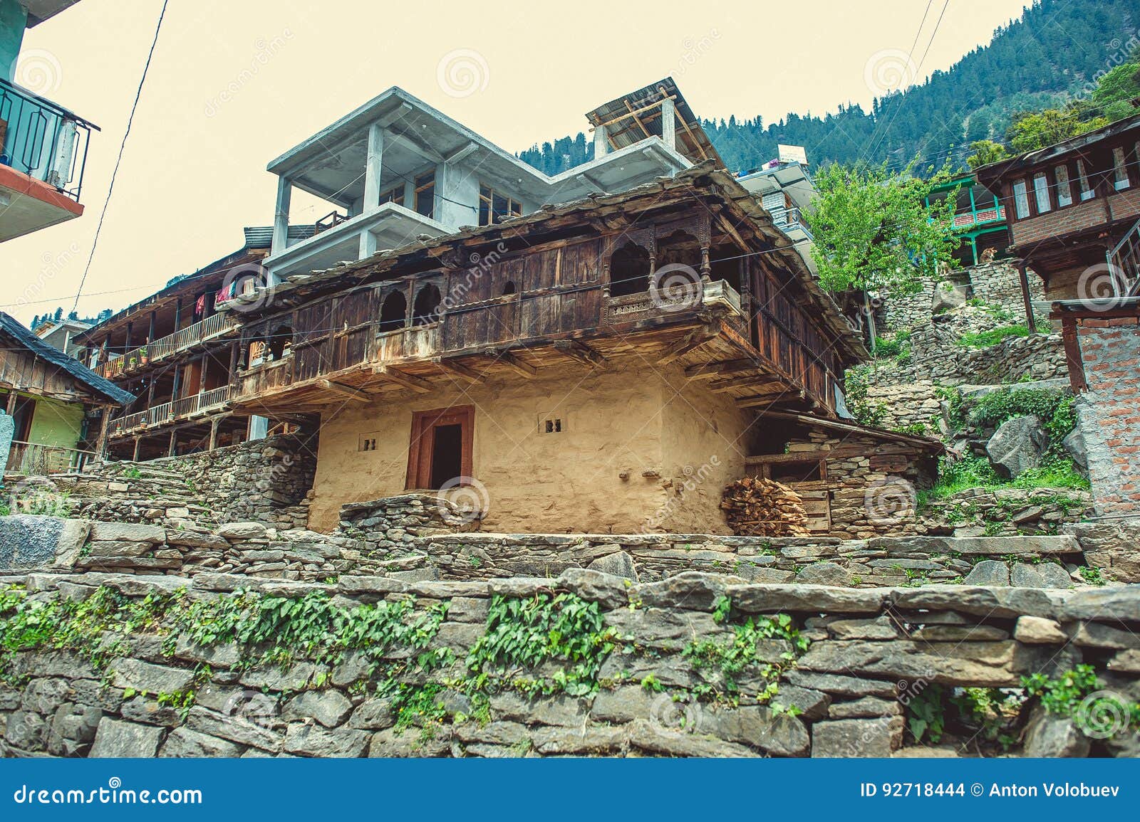 Traditional Architecture of the Kullu Valley Stock Photo - Image of ...